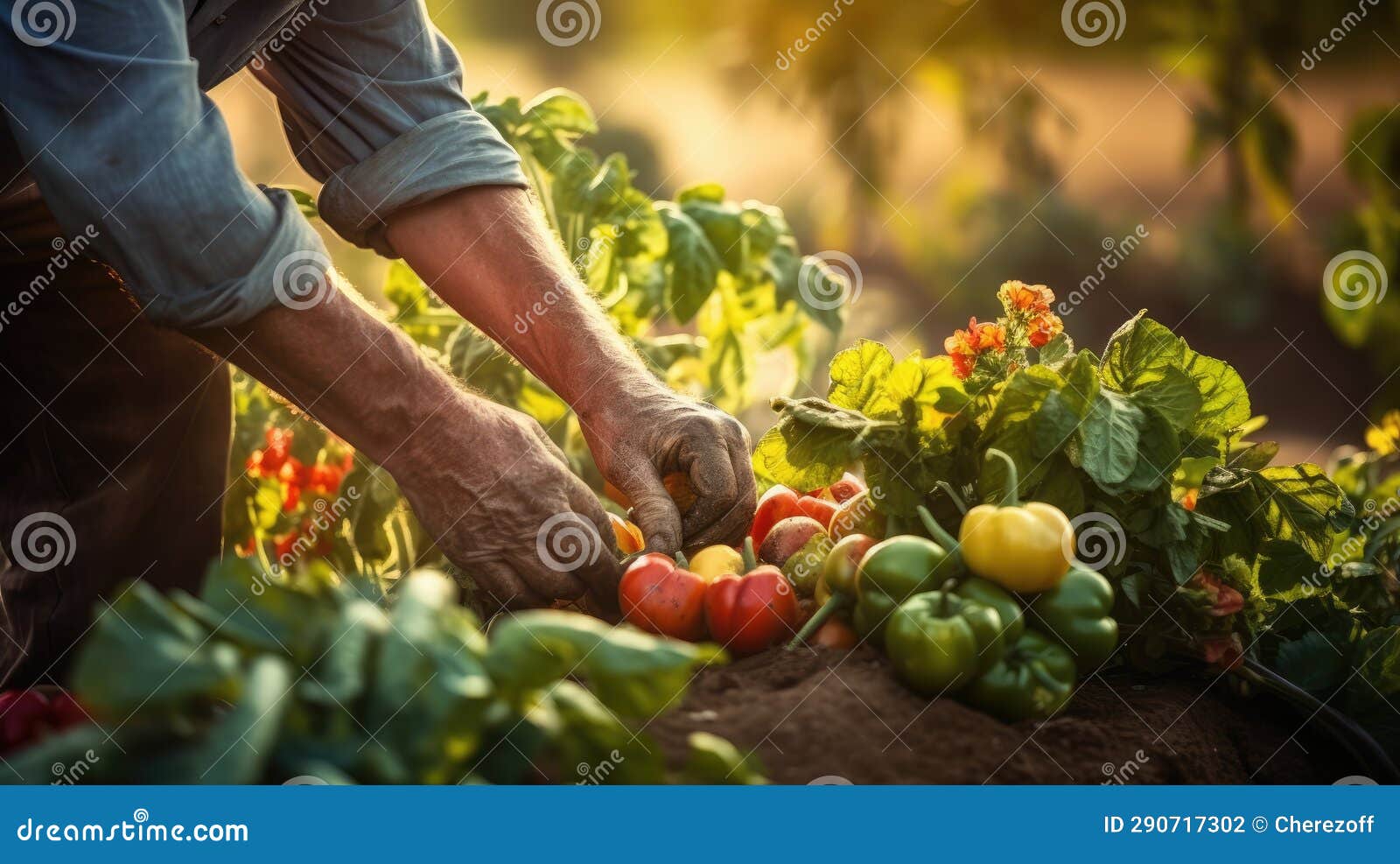 A Farmer Harvests a Fresh Crop of Vegetables Stock Photo - Image of ...
