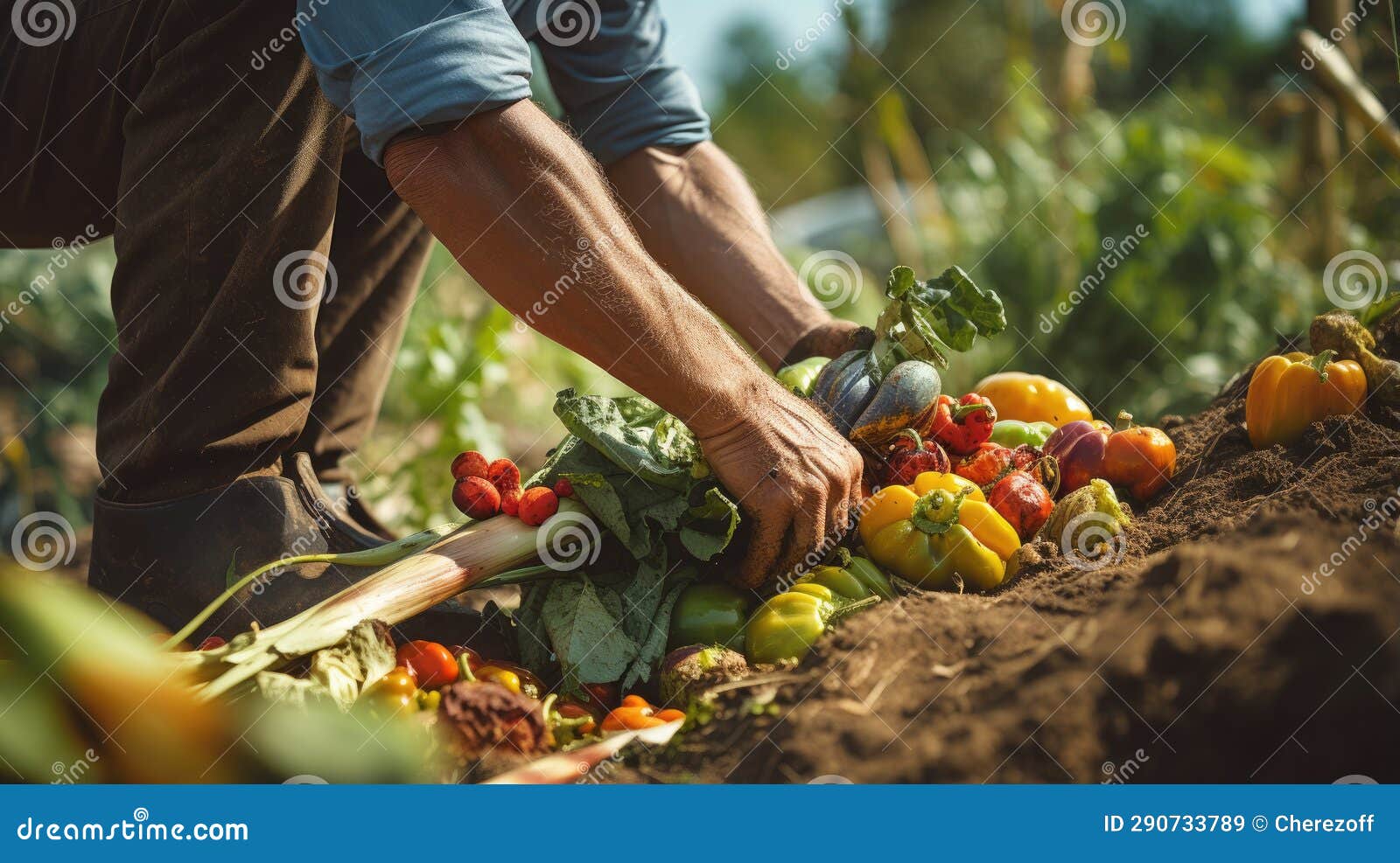 A Farmer Harvests a Fresh Crop of Vegetables Stock Image - Image of ...