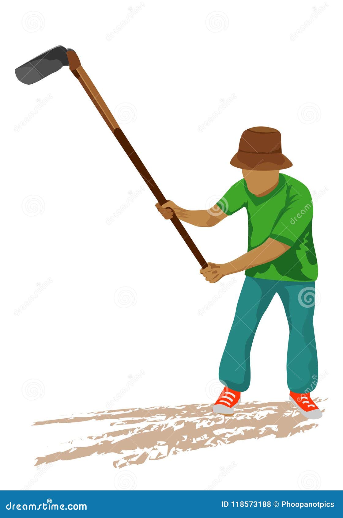 Farmer With Hoe On White Background Vector Illustration | CartoonDealer ...
