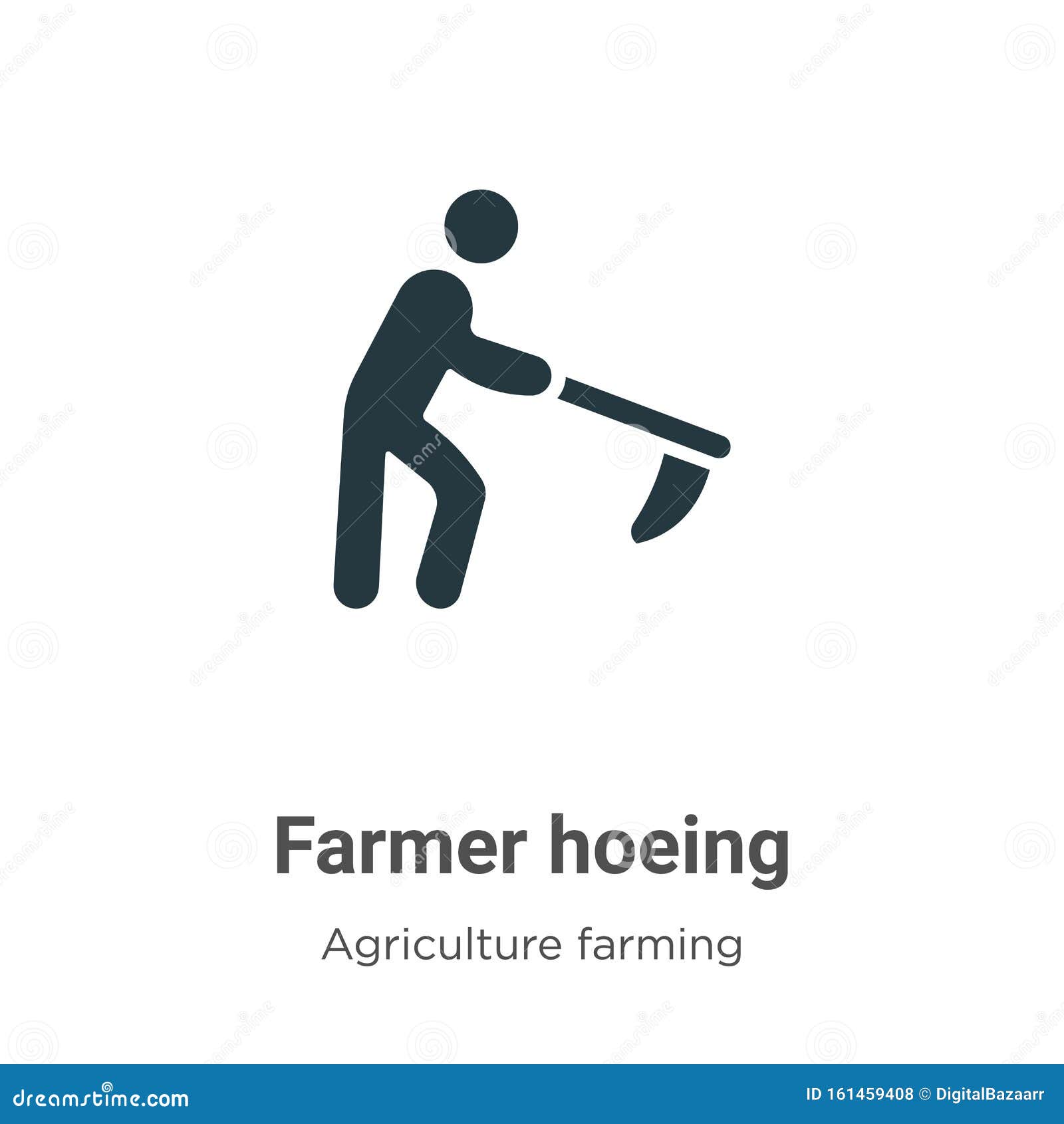 Farmer Hoeing Vector Icon On White Background Flat Vector Farmer Hoeing Icon Symbol Sign From