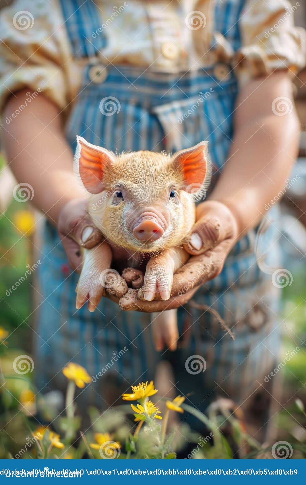 The Farmer Holds a Pig in His Hands. Selective Focus Stock Image ...