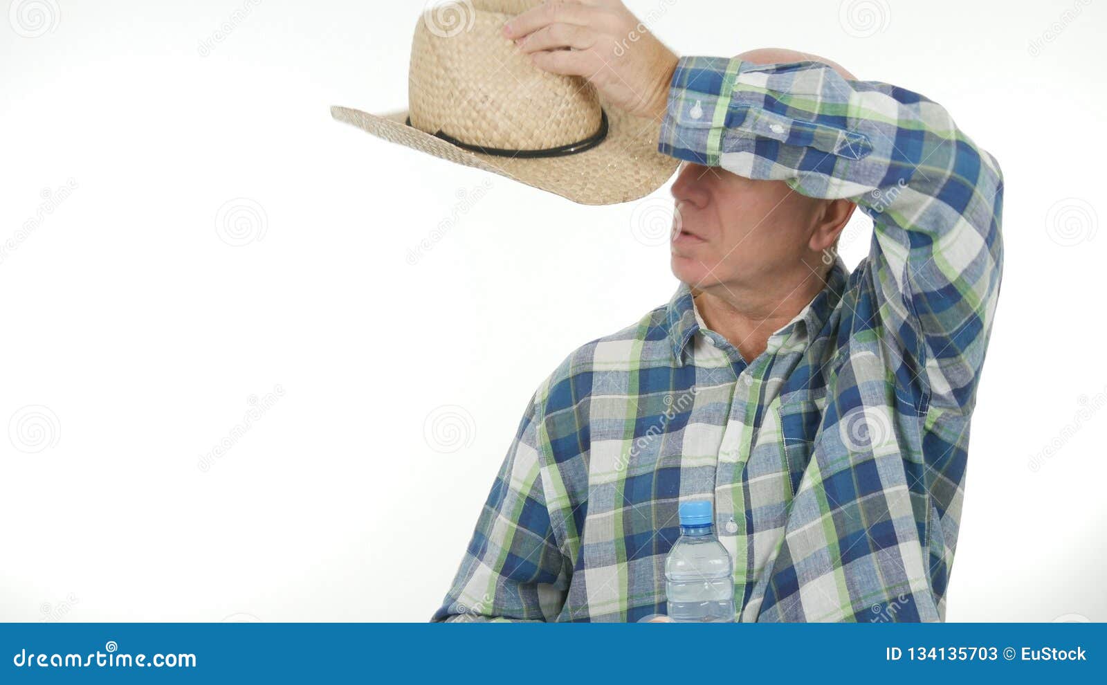 Farmer in a Hot Day Sweat and Take Out His Hat Stock Image - Image of ...