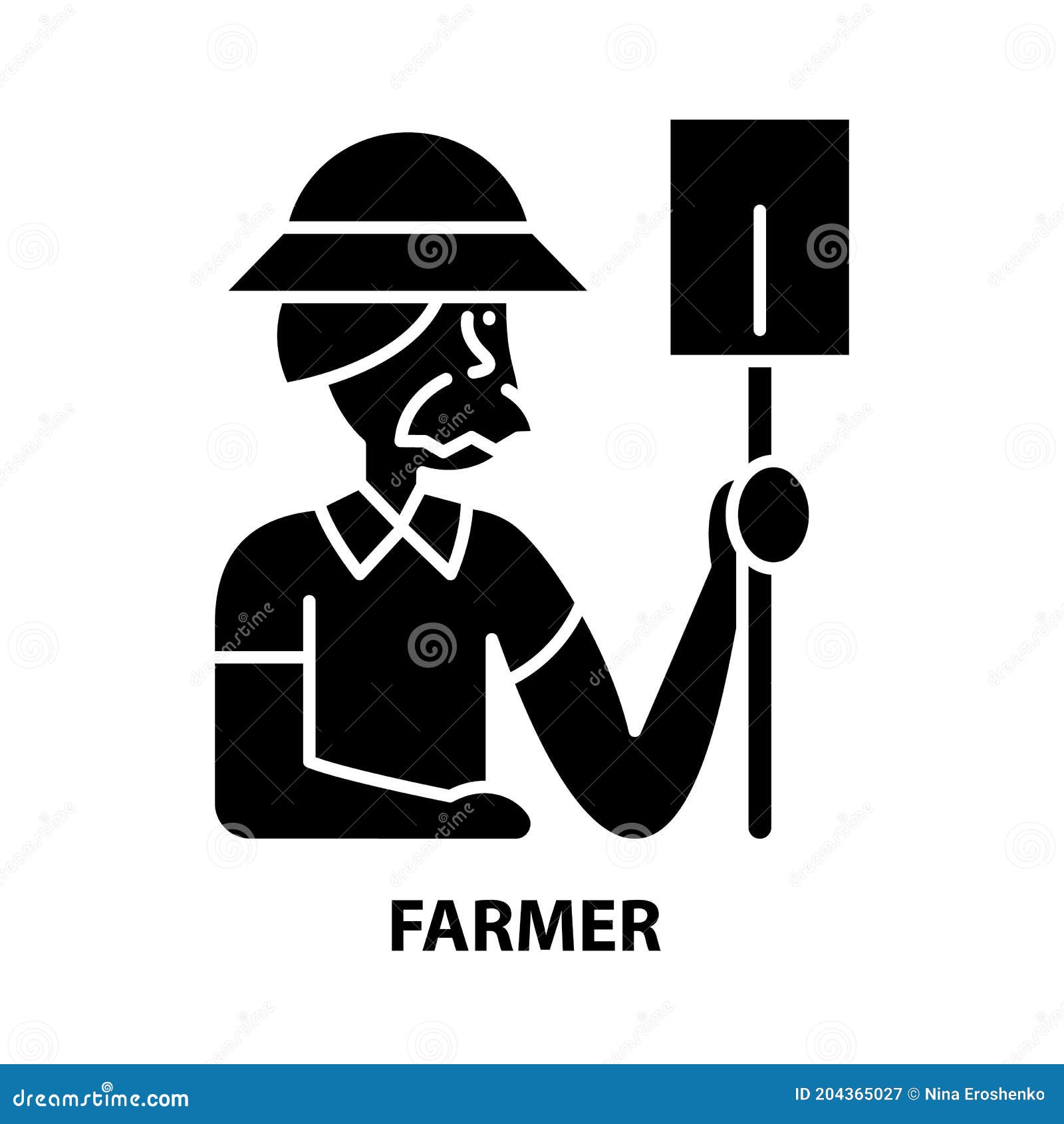 Farmer Icon, Black Vector Sign with Editable Strokes, Concept ...