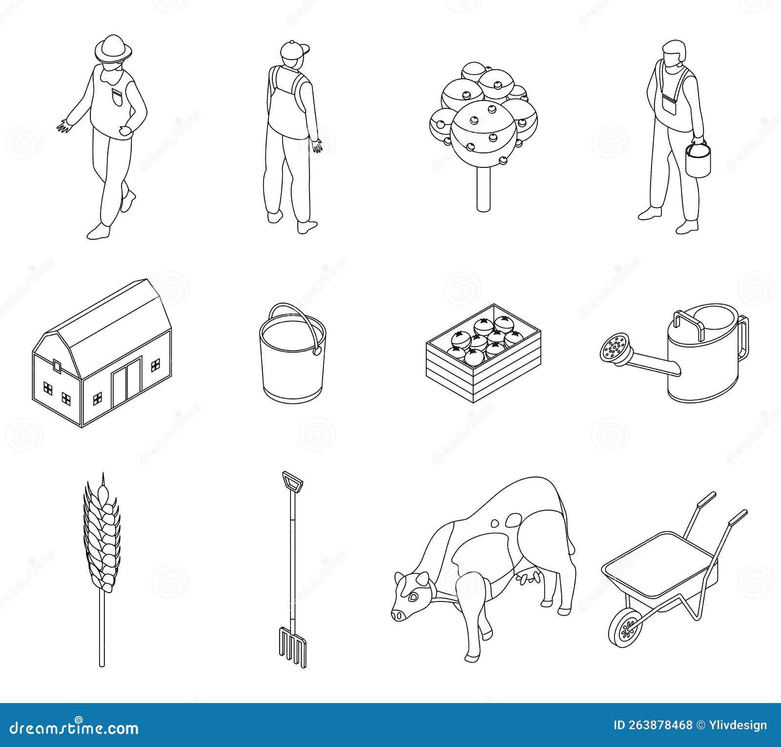 Set Of Farmer Icons In Simple Style, Vector Art | CartoonDealer.com ...