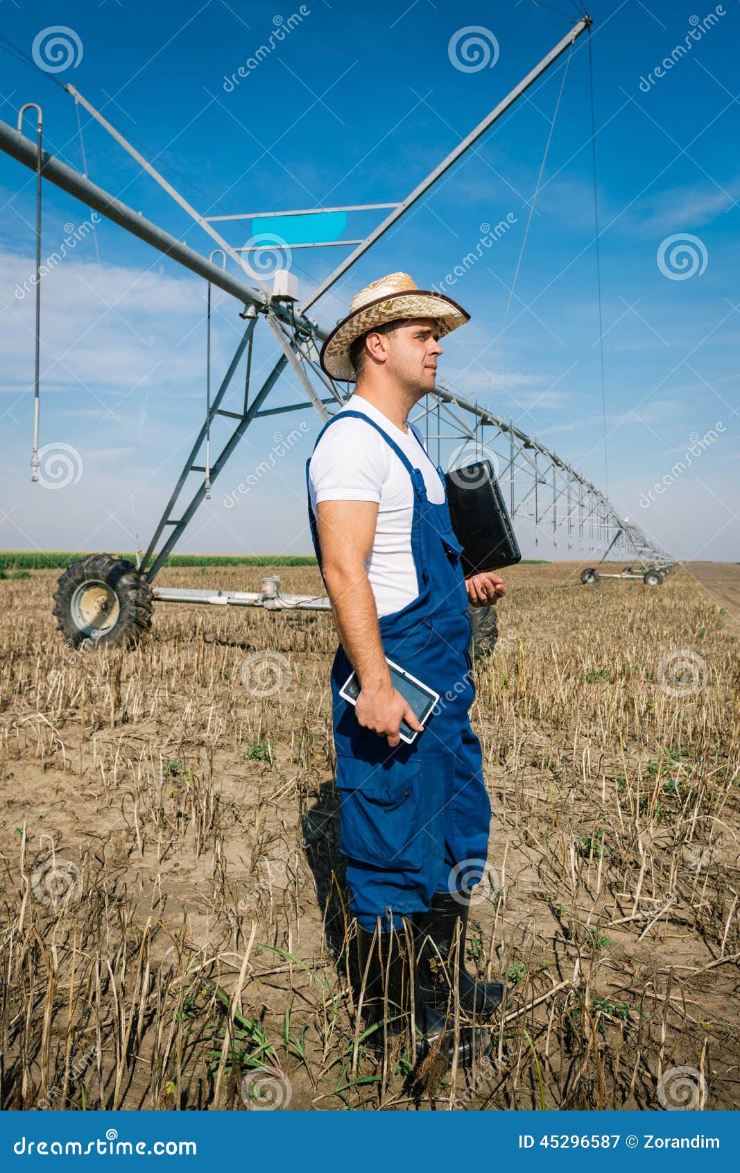 Farmer on Irrigation Systems Stock Image - Image of ground, irrigation ...