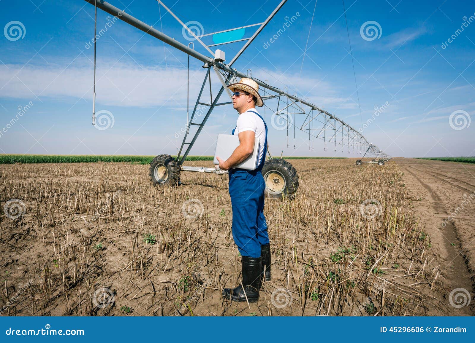 Farmer on Irrigation Systems Stock Photo - Image of industry ...