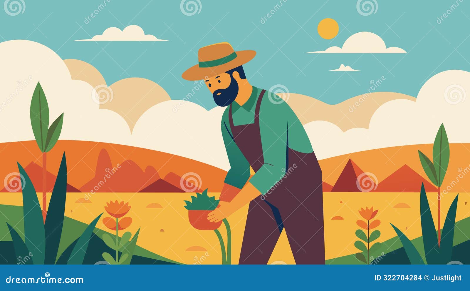 A Farmer Laboring in the Fields Stoically Accepting the ...