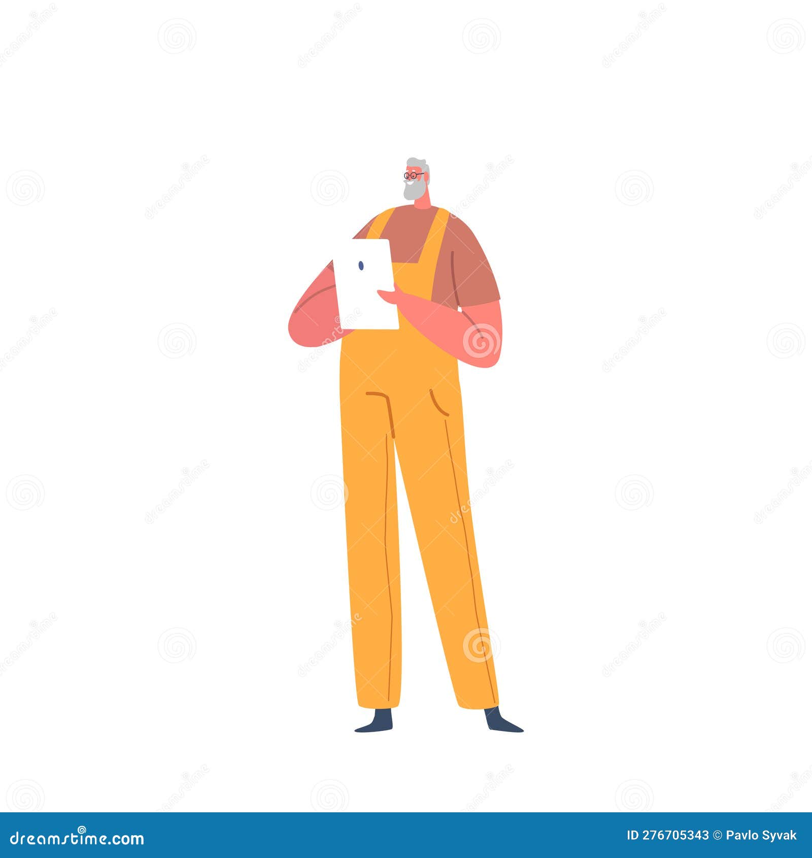 Farmer Male Character Uses Tablet Pc To Access the Latest Data and ...