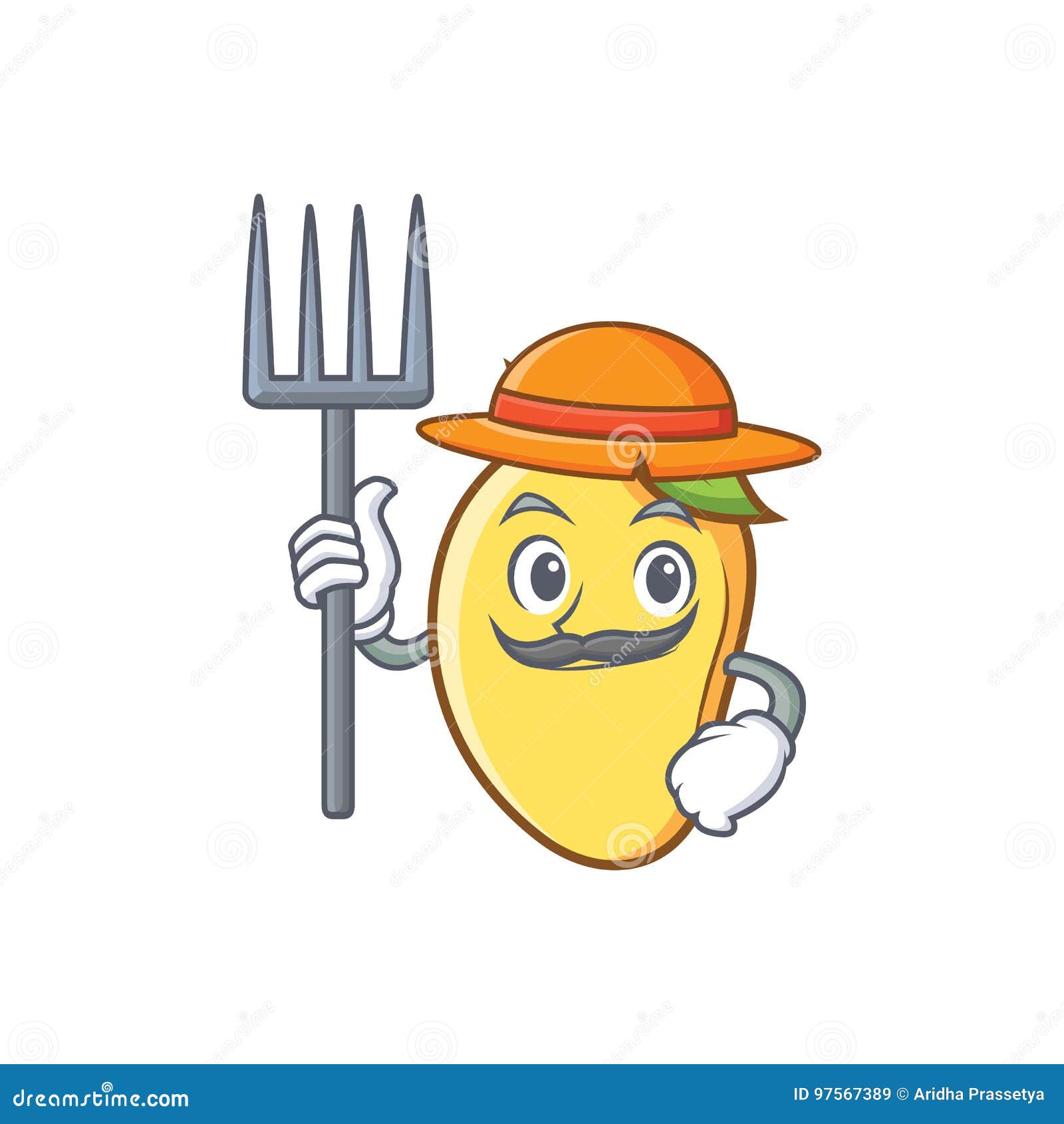 Farmer Mango Character Cartoon Mascot Stock Vector - Illustration of ...