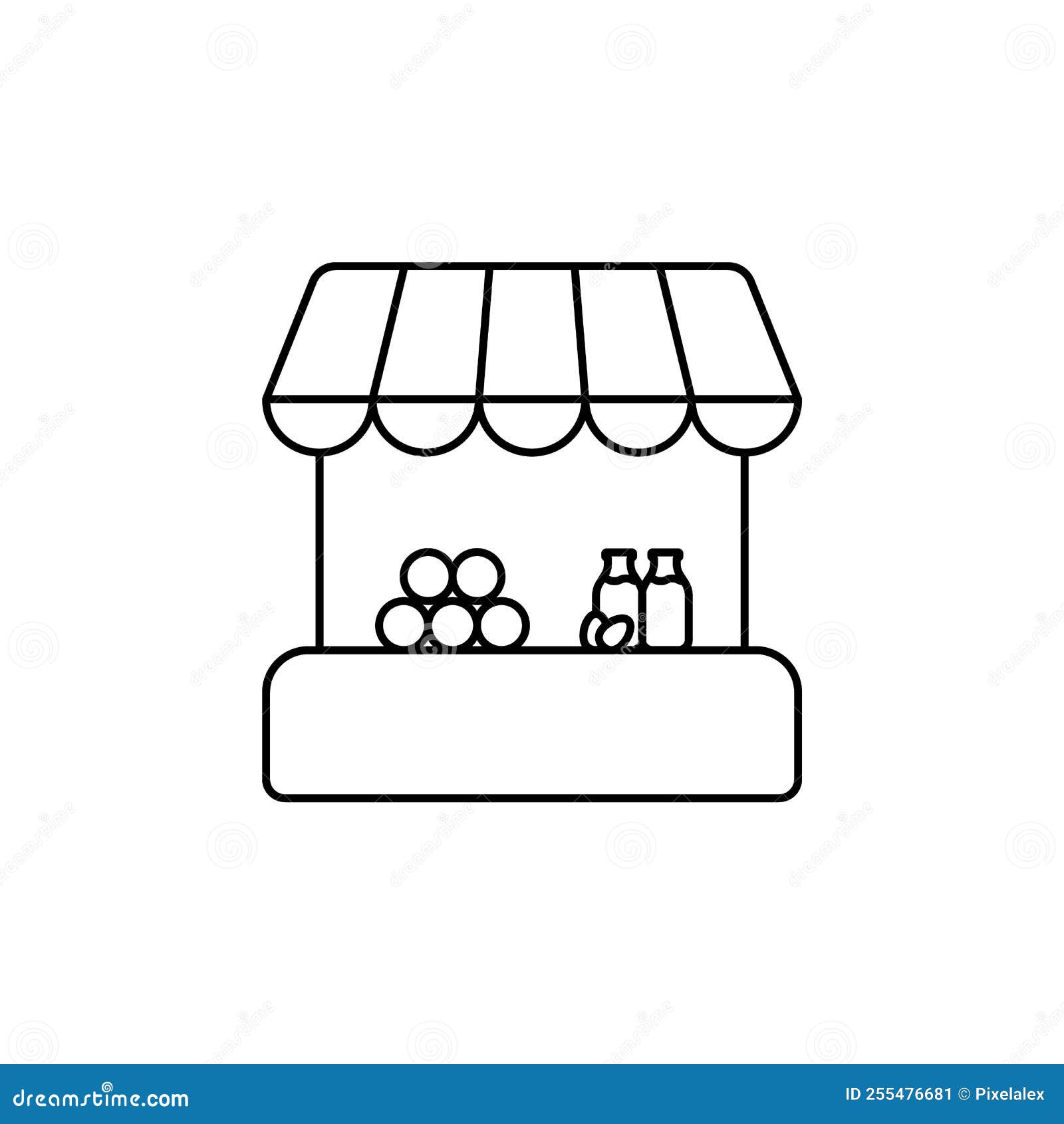 Farmer Market Linear Icon on White Background Stock Vector ...