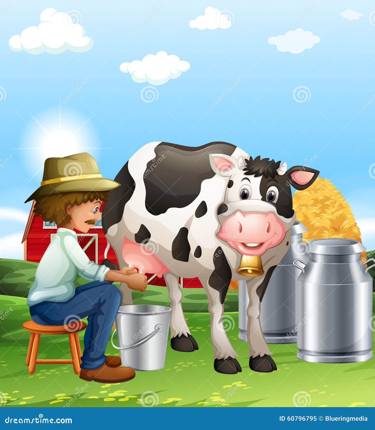 Farmer Milking Cow Flat Vector Character. Livestock, Cattle Agriculture ...