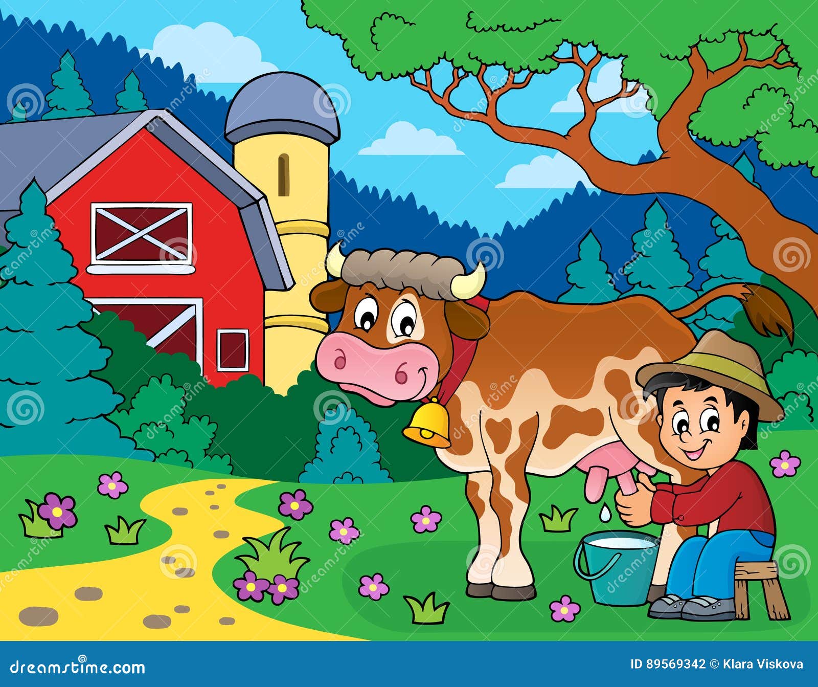 Farmer milking cow image 4 stock vector. Illustration of agricultural ... Farmer milking cow image 4 stock vector. Illustration of agricultural ...