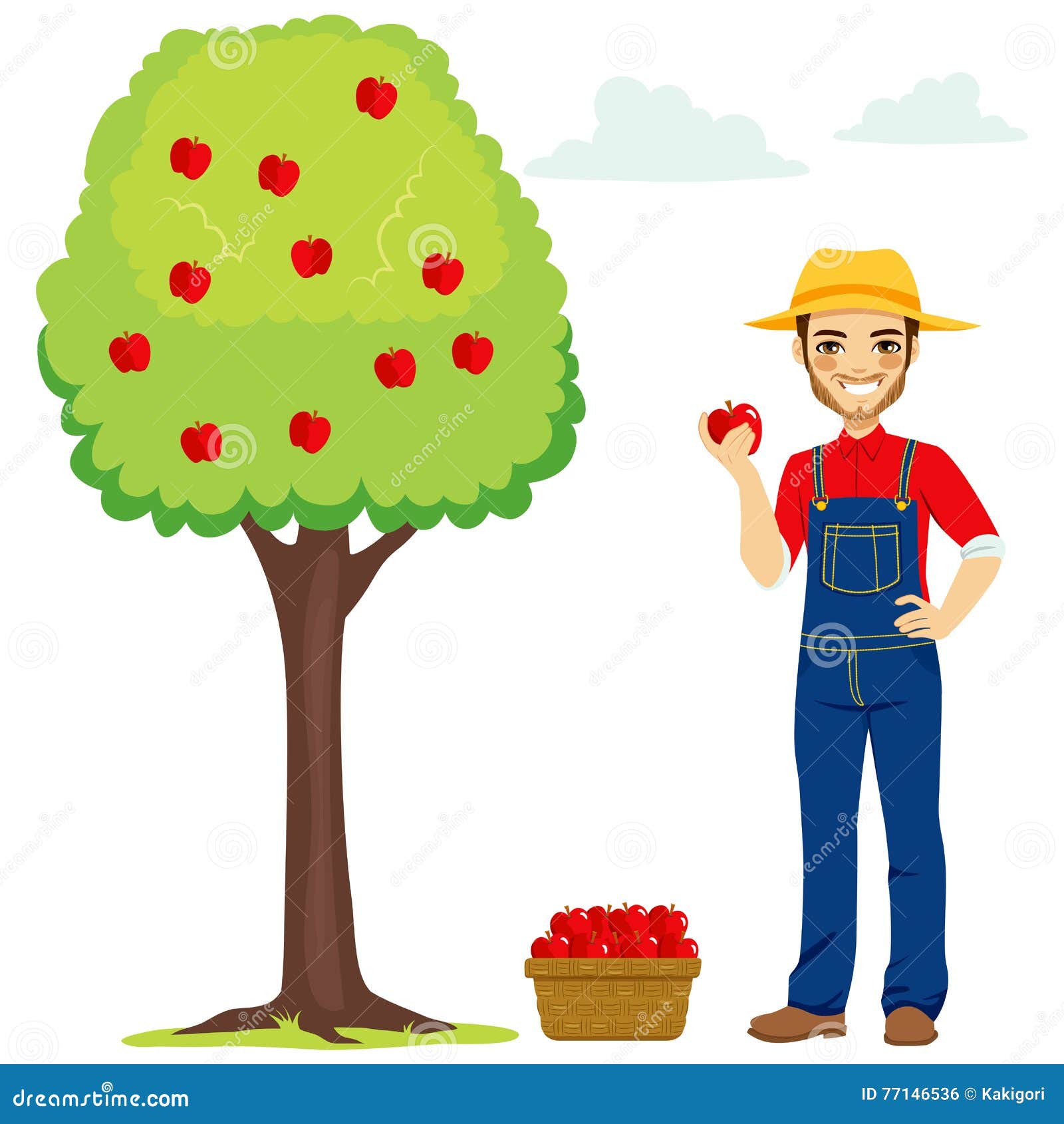 Farmer Picking Apple stock vector. Illustration of cartoon - 77146536