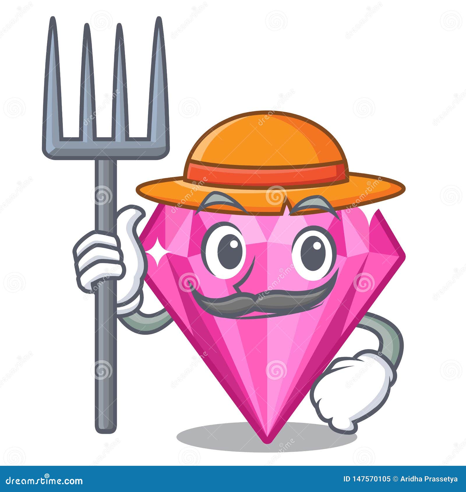 Farmer Pink Crayon Isolated In The Mascot Cartoon Vector ...