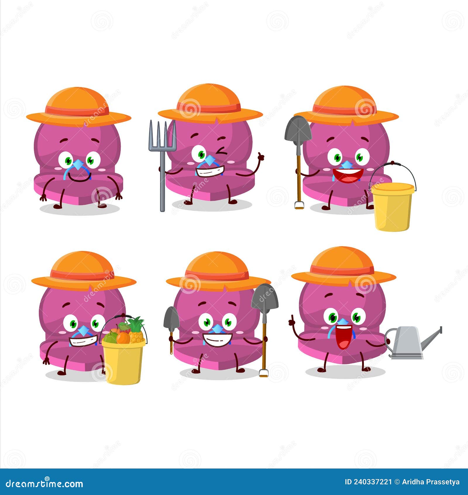 Farmer Pink Crayon Isolated In The Mascot Cartoon Vector ...