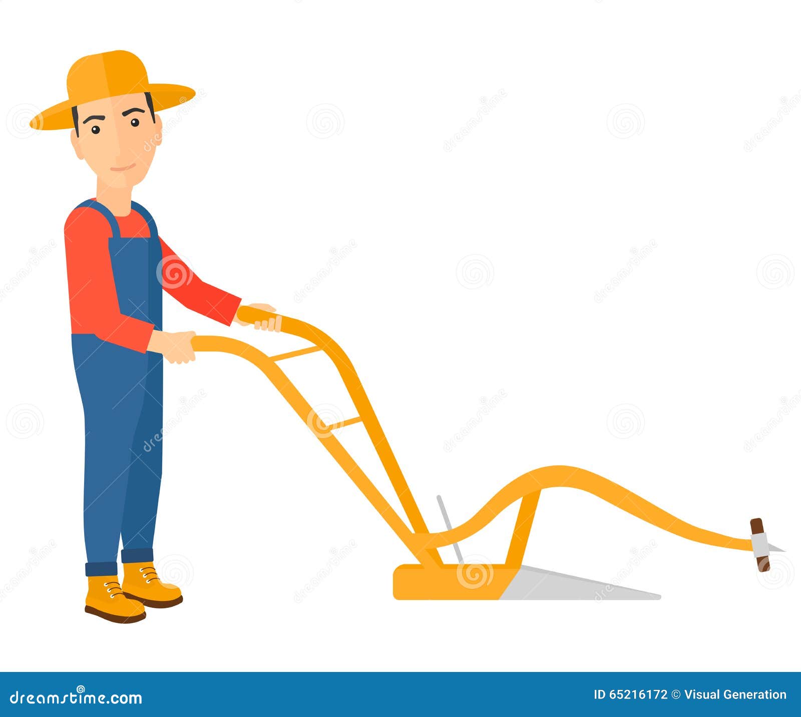 Farmer with plough stock vector. Illustration of adult - 65216172