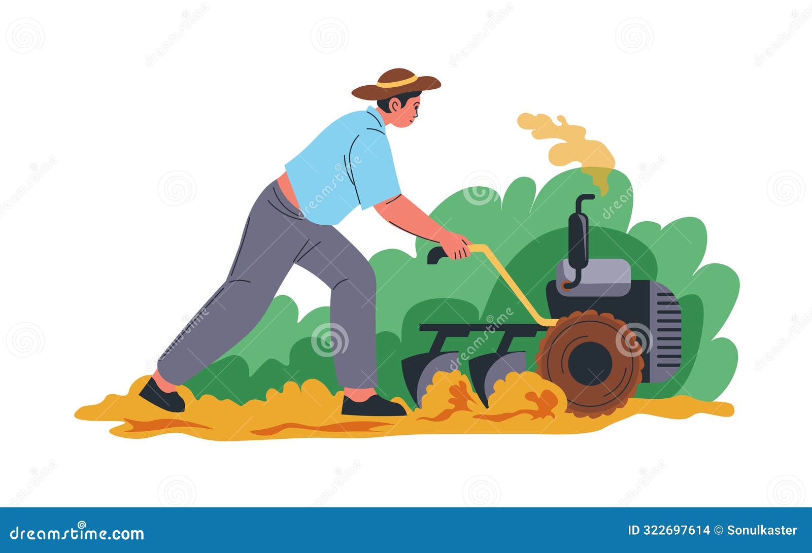 Farmer Plowing Field Illustration Vector Stock Illustration ...