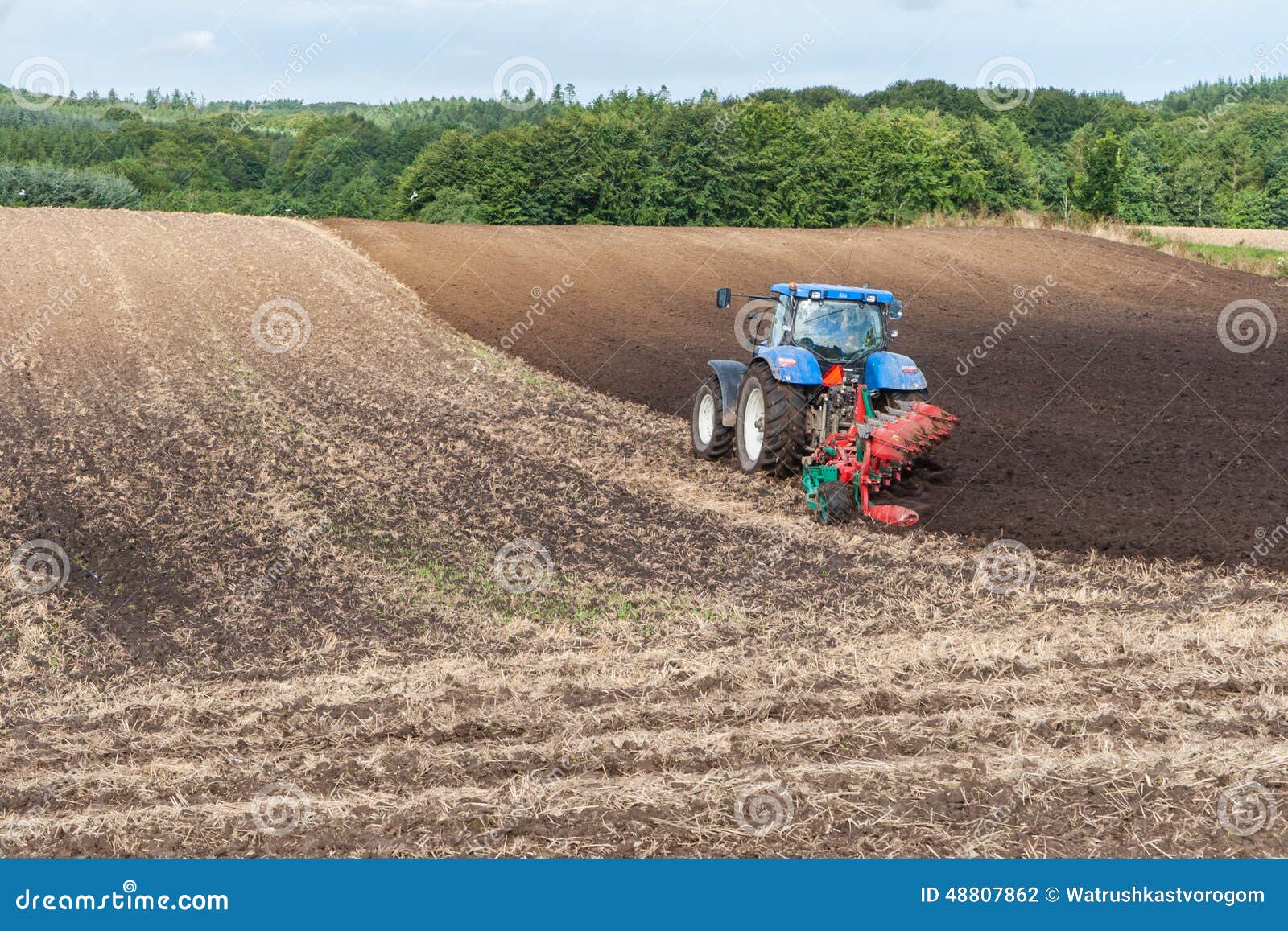 Farmer Plowing Field with Tractor Stock Photo - Image of land, tractor ...