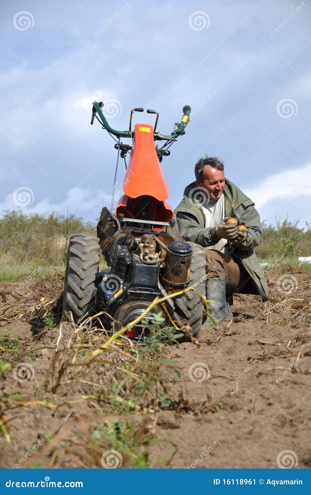 Farmer plowing the ground stock image. Image of busy - 16118961