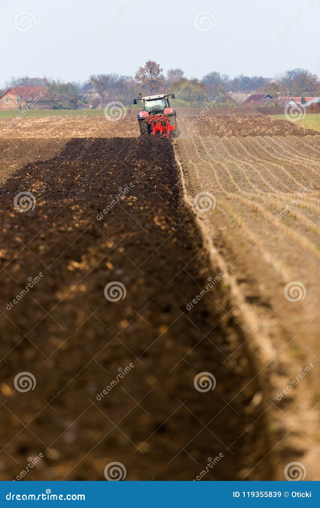 Farmer Plowing Stubble Field Stock Image - Image of plowing, rural ...