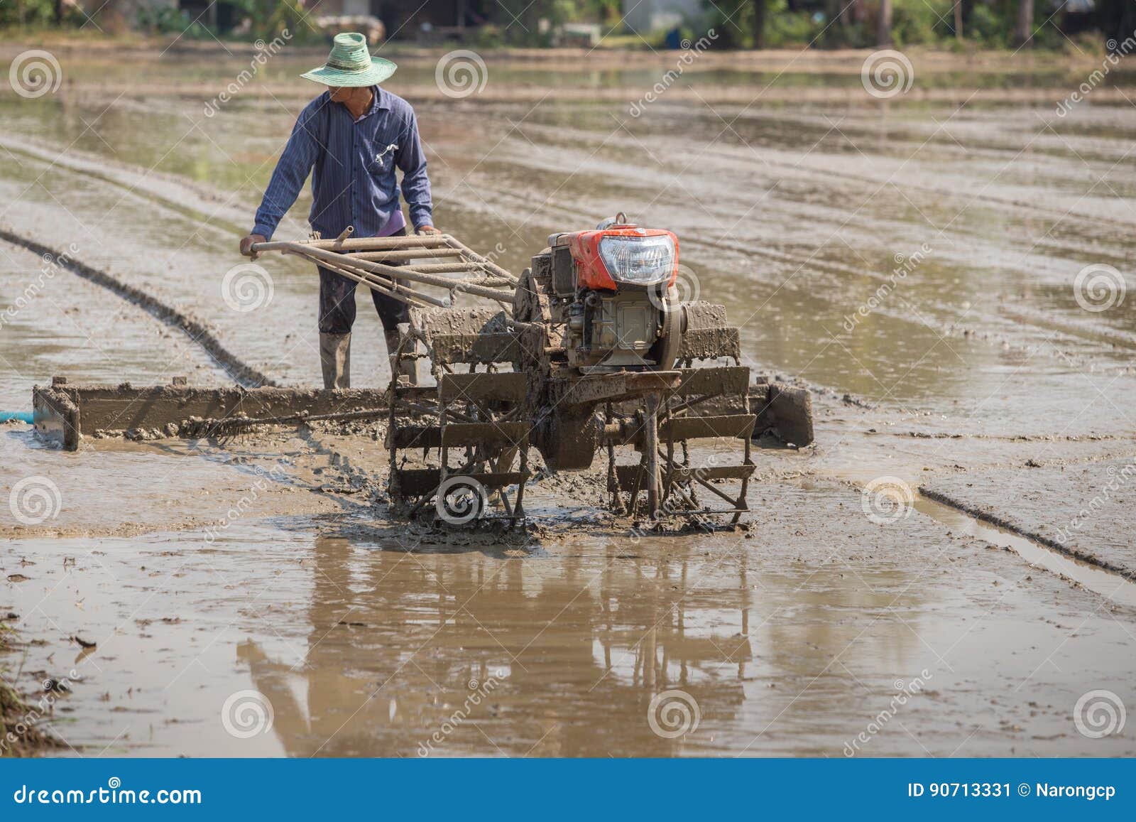 Farmer Plowman Using Tiller Tractor Editorial Photo - Image of plowman ...