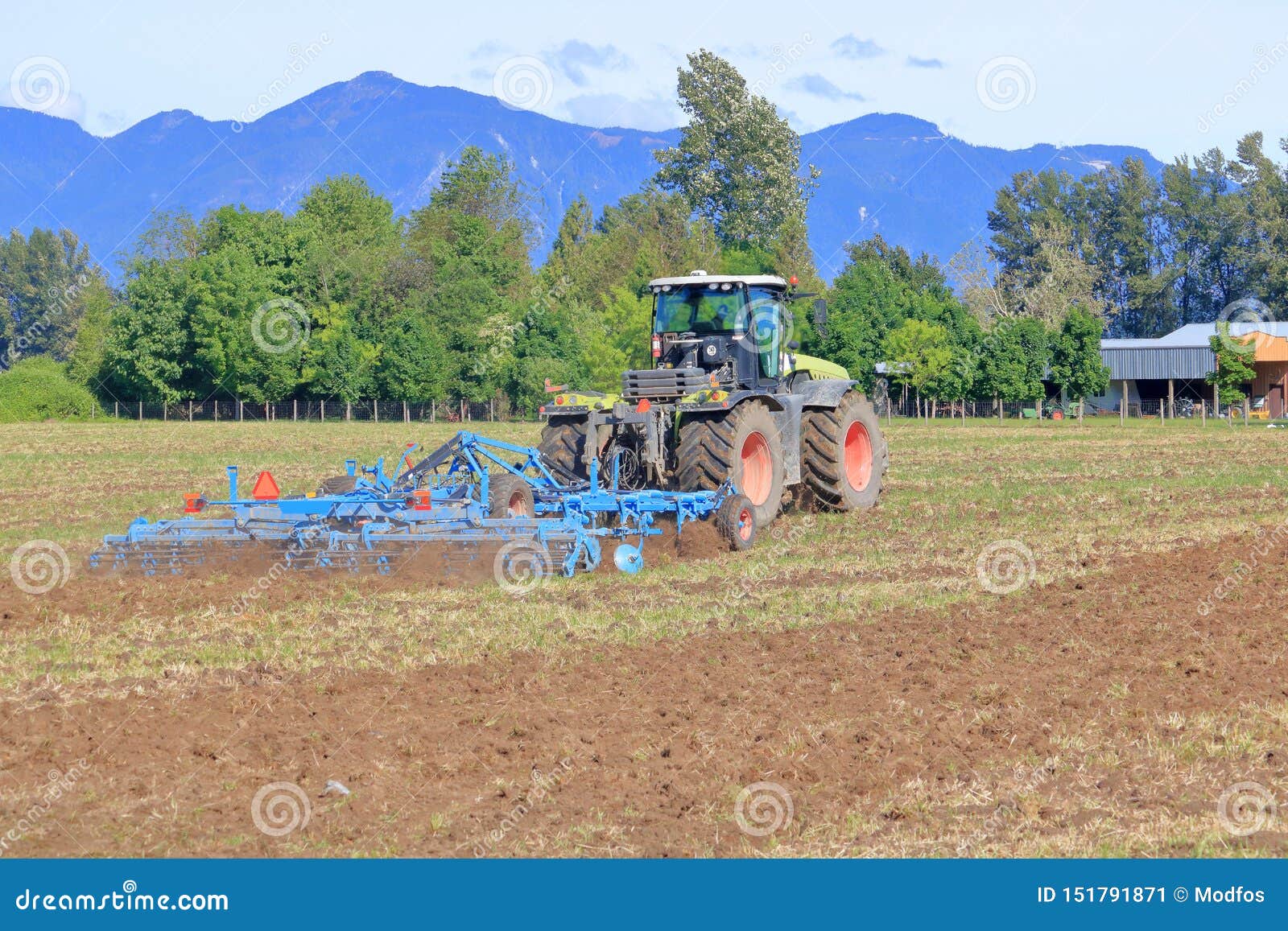 Farmer Plows Field for Spring Seeding Stock Image - Image of green ...