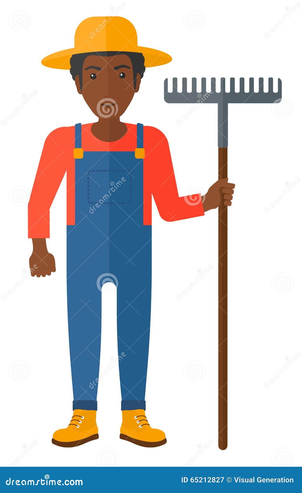Farmer with rake stock vector. Illustration of farm, clean - 65212827