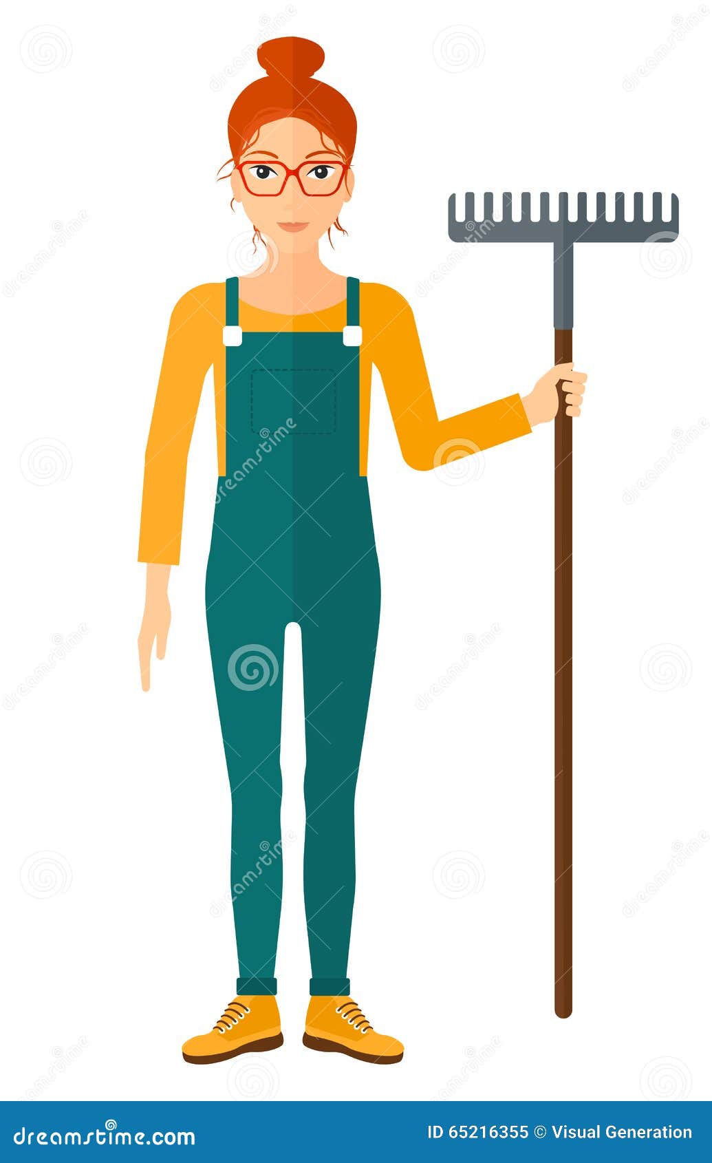 Farmer with rake stock vector. Illustration of human - 65216355