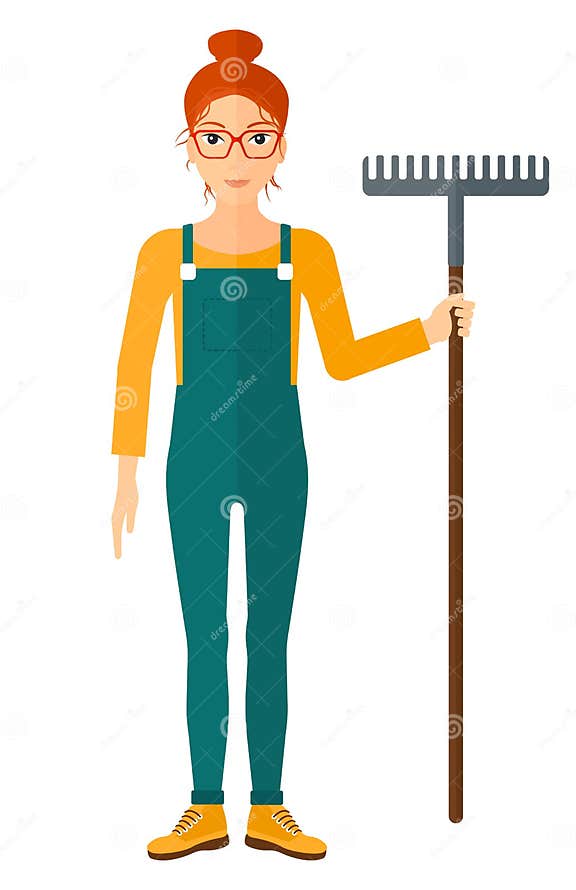 Farmer with rake stock vector. Illustration of human - 65216355