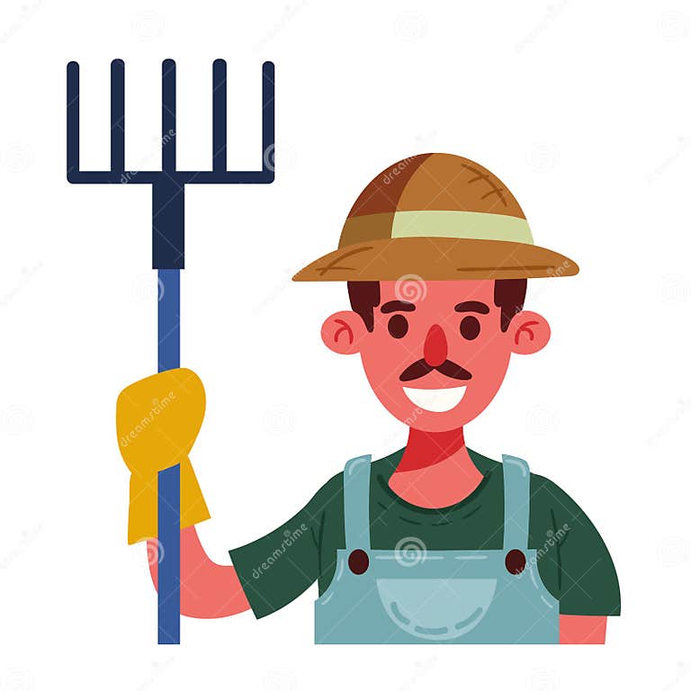 Farmer with rake stock vector. Illustration of agriculturist - 283925945