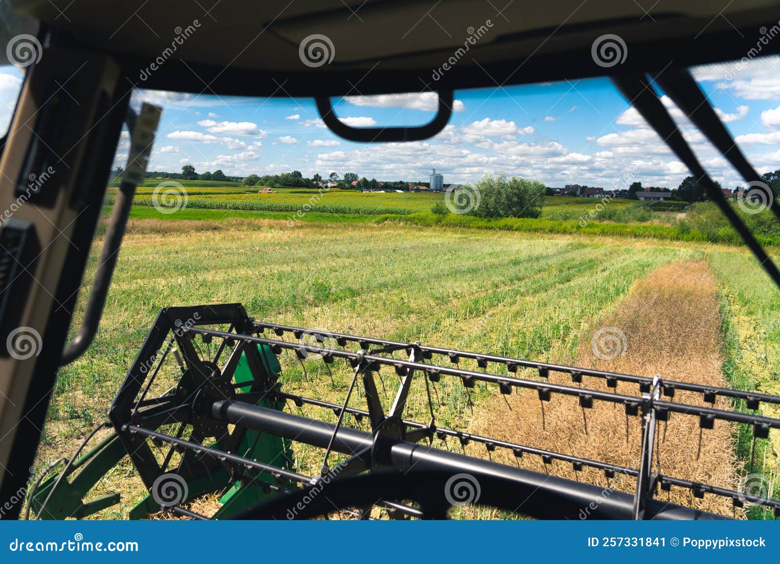 Farmer S Point of View from Operator S Cap in Combine Harvester. Reel ...
