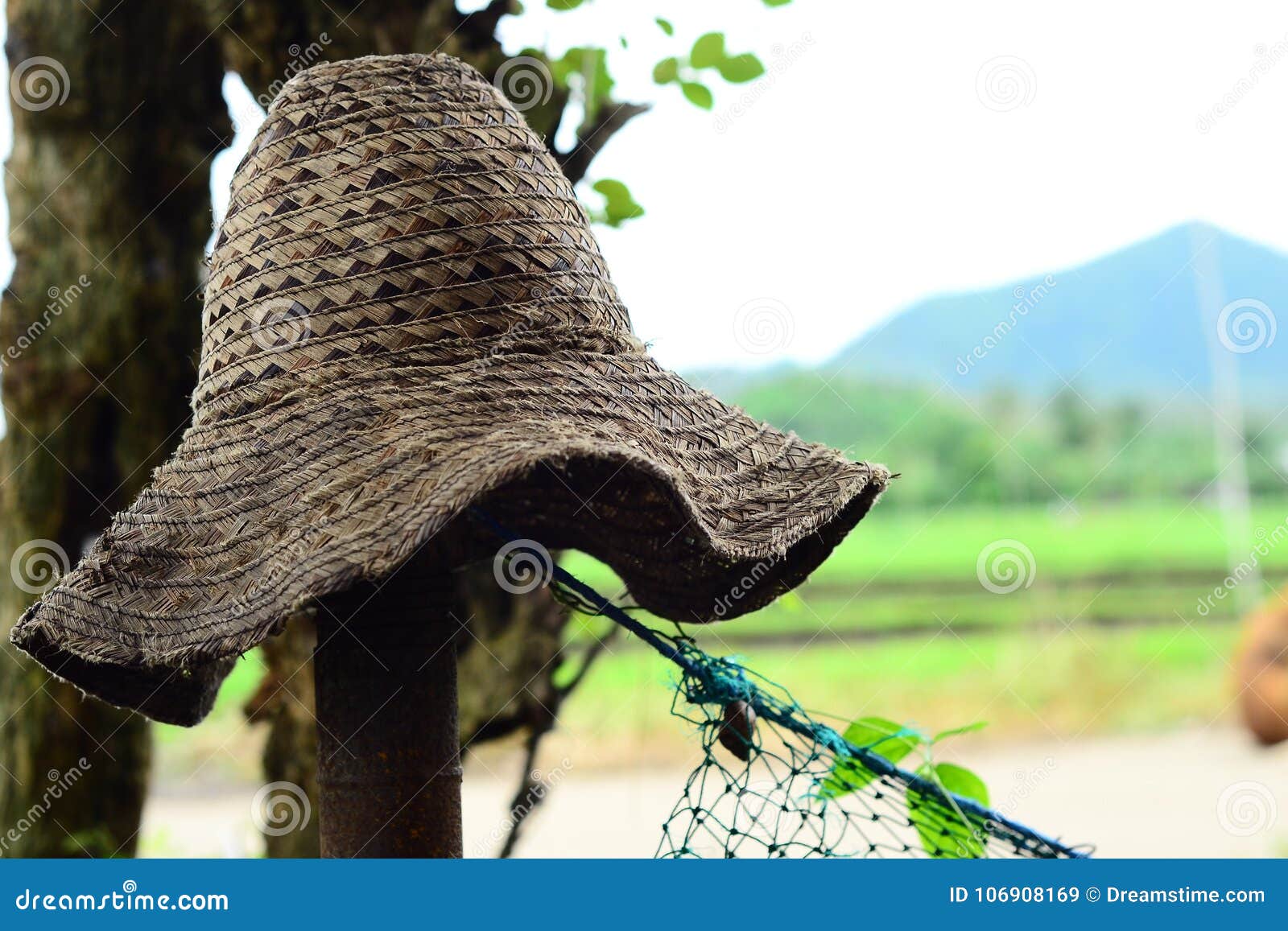 Farmer`s straw hat stock image. Image of fields, rest - 106908169
