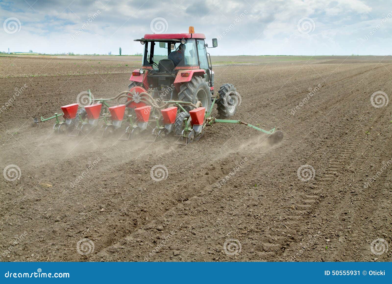 Farmer Sowing Crops with Pneumatic Seeding Machine Stock Image - Image ...