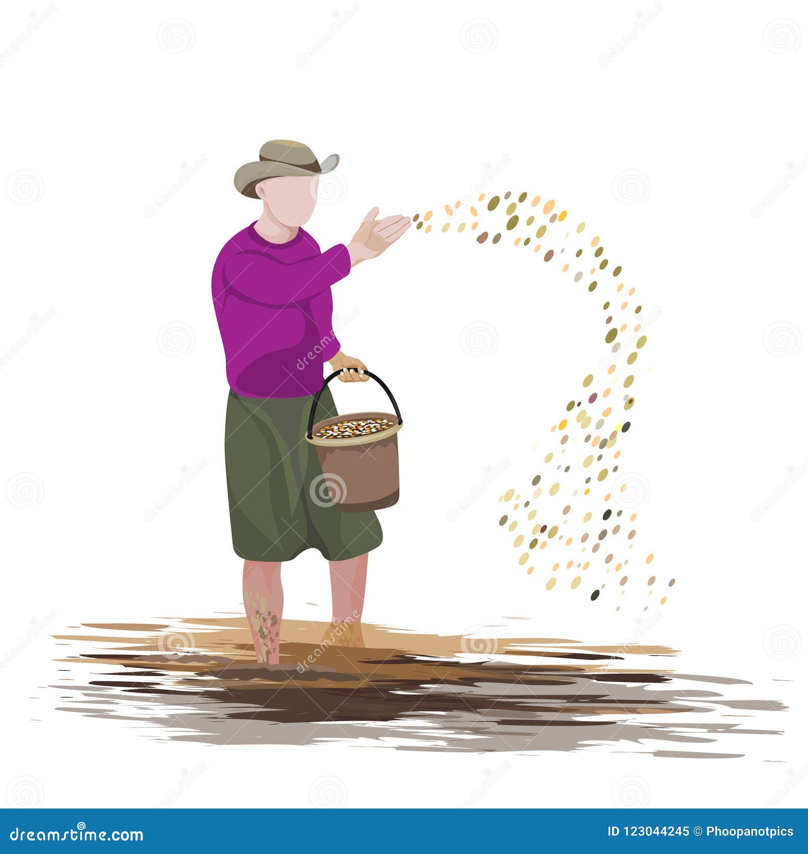 Farmer sowing rice stock vector. Illustration of agriculturist - 123044245
