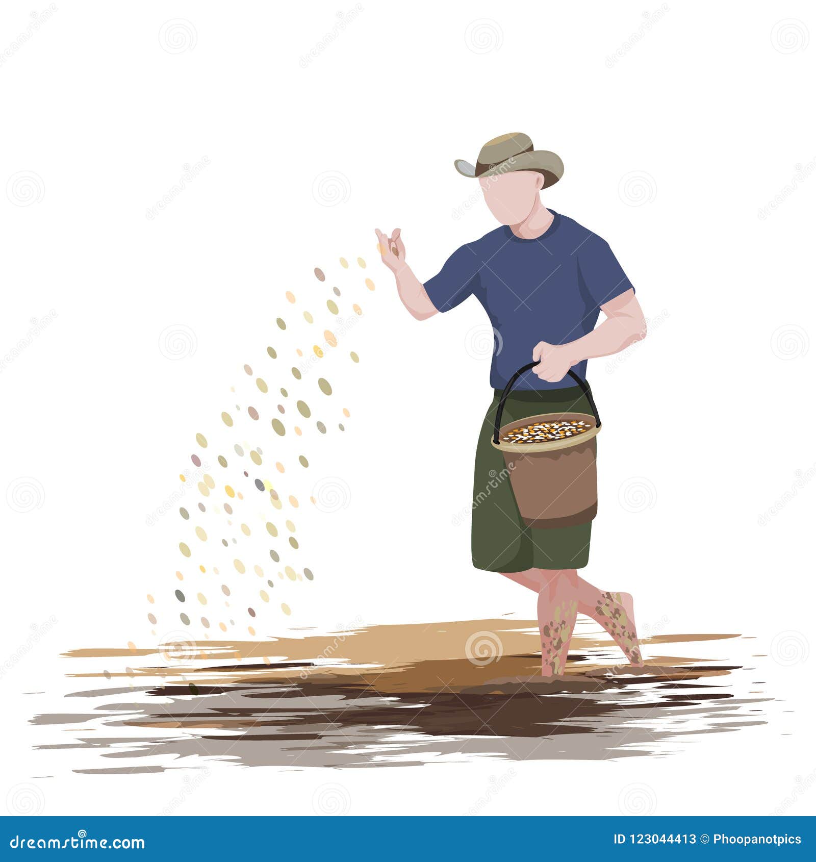 Farmer sowing rice stock vector. Illustration of countryside - 123044413