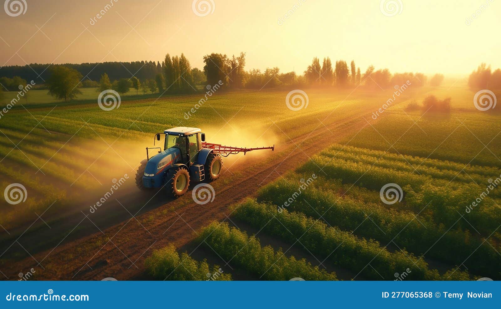 Farmer Spraying Field of Vegetables with Tractor. Generative Ai Stock ...