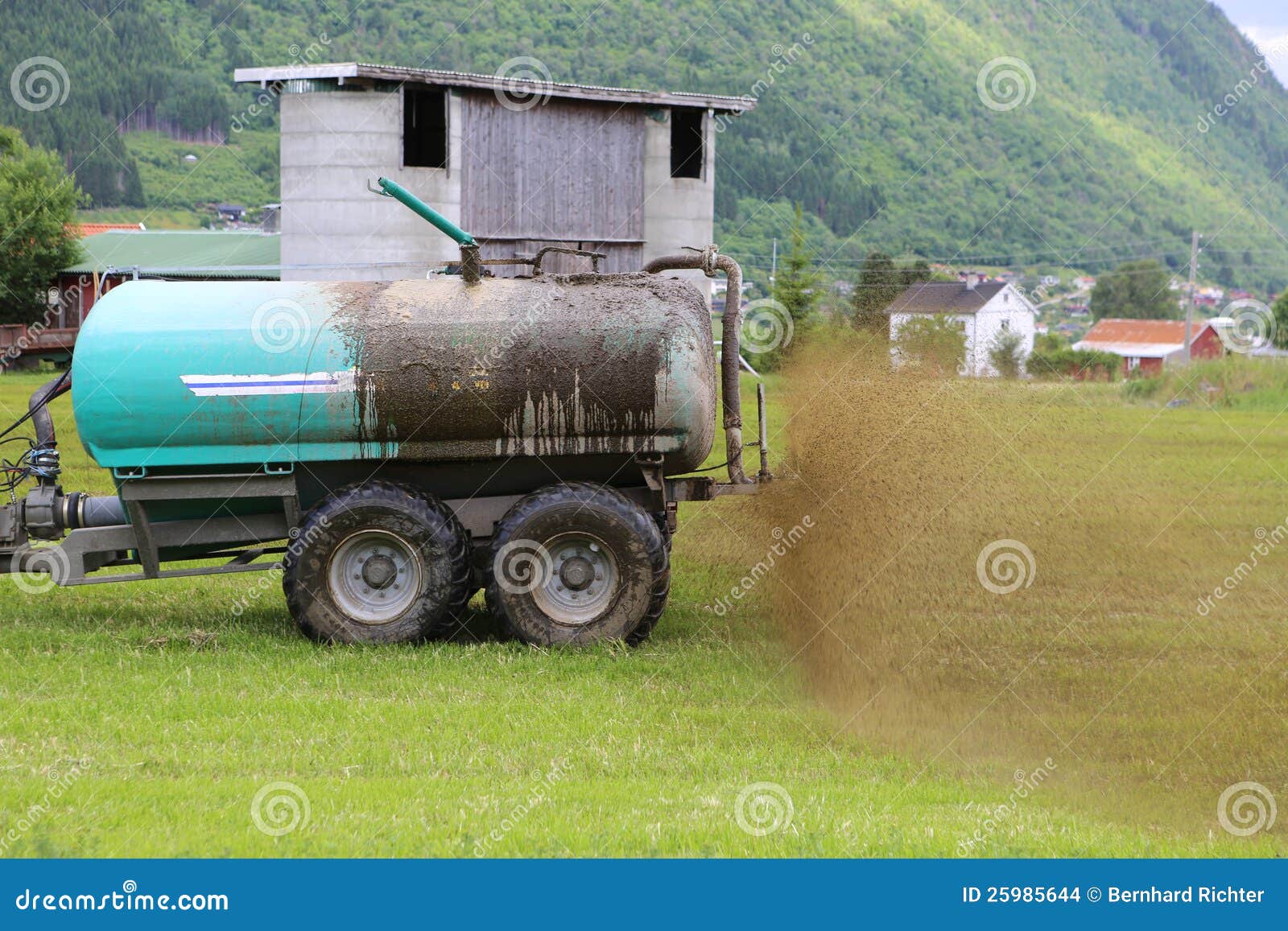 Farmer Spreading Liquid Manure Stock Photo - Image of nutrients, modern ...