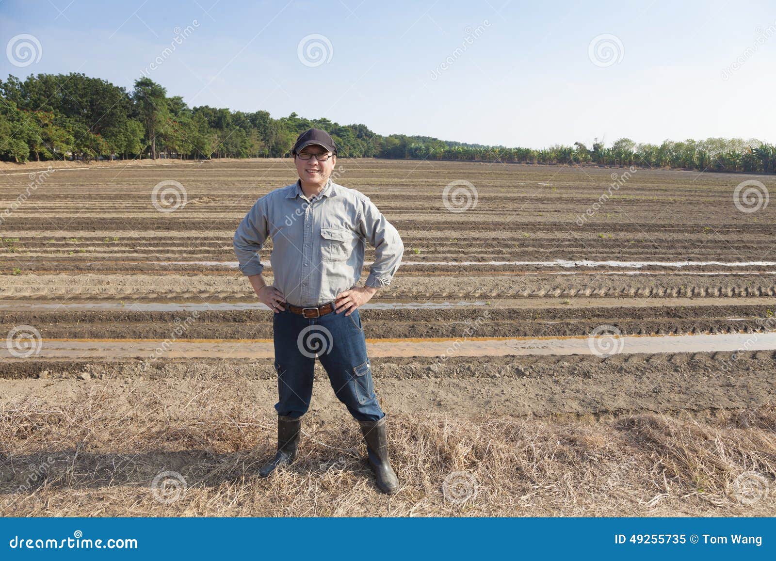 Farmer Standing on Farming Land Stock Image - Image of portrait ...