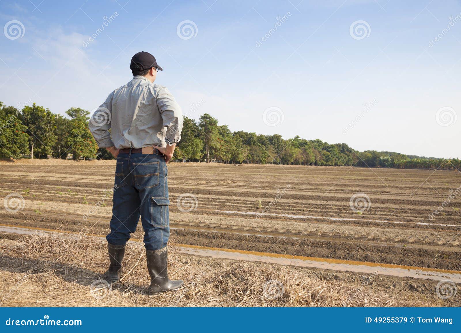 Farmer Standing on Farming Land Stock Image - Image of stand ...