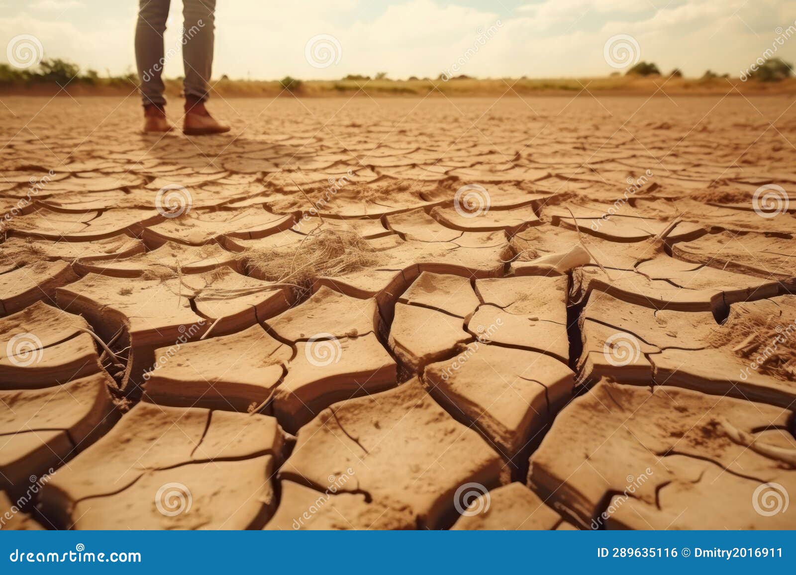 Farmer Standing on Parched Landscape. Stock Illustration - Illustration ...