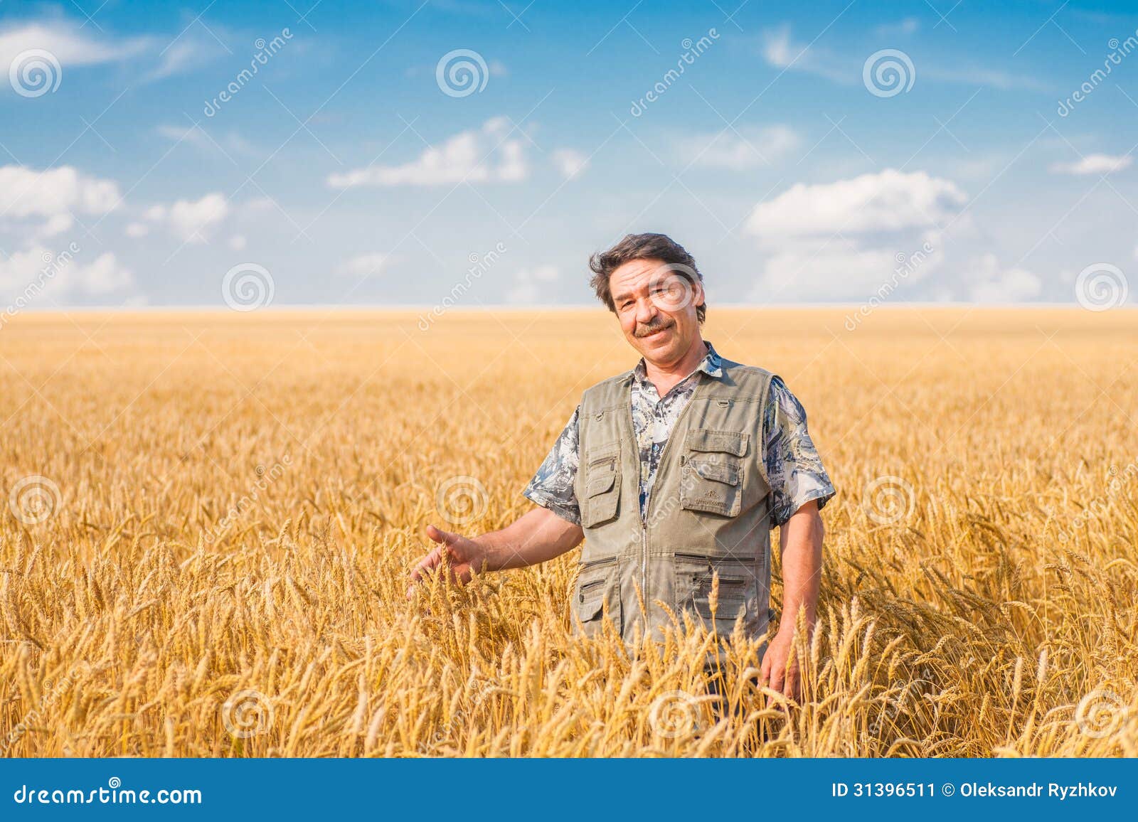 Farmer Standing in a Wheat Field Stock Image - Image of mature, land ...
