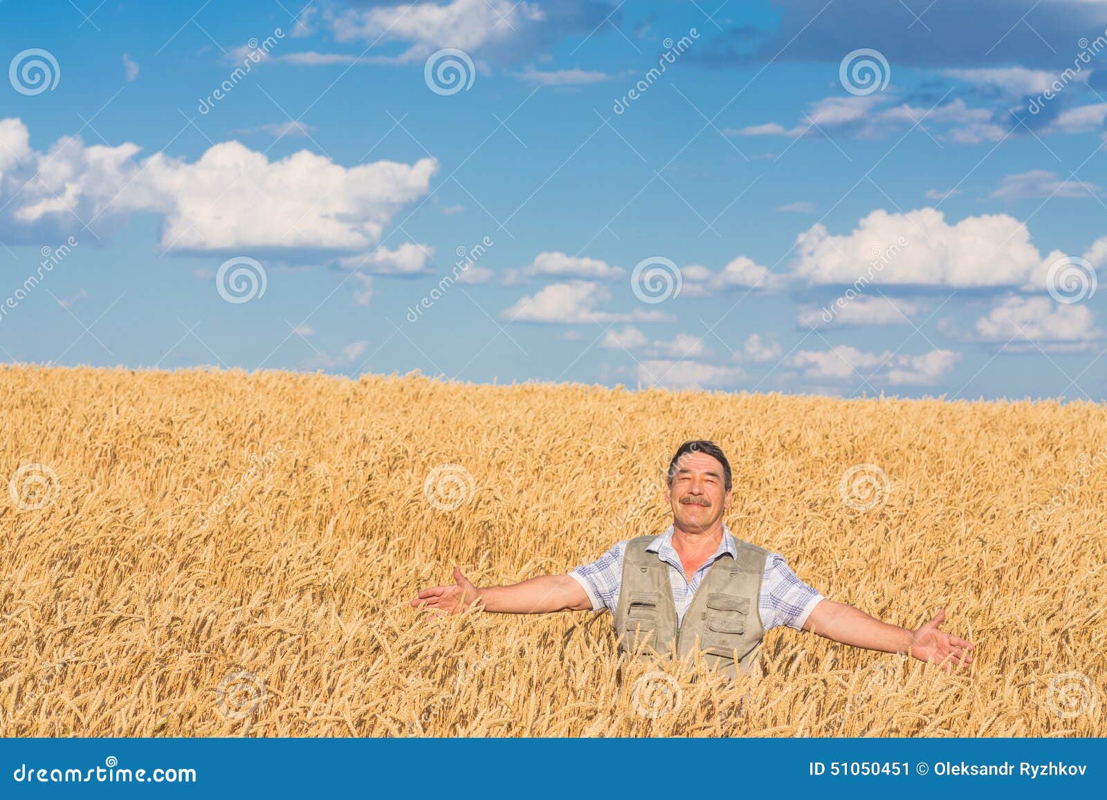 Farmer Standing in a Wheat Field Stock Image - Image of ground, farming ...