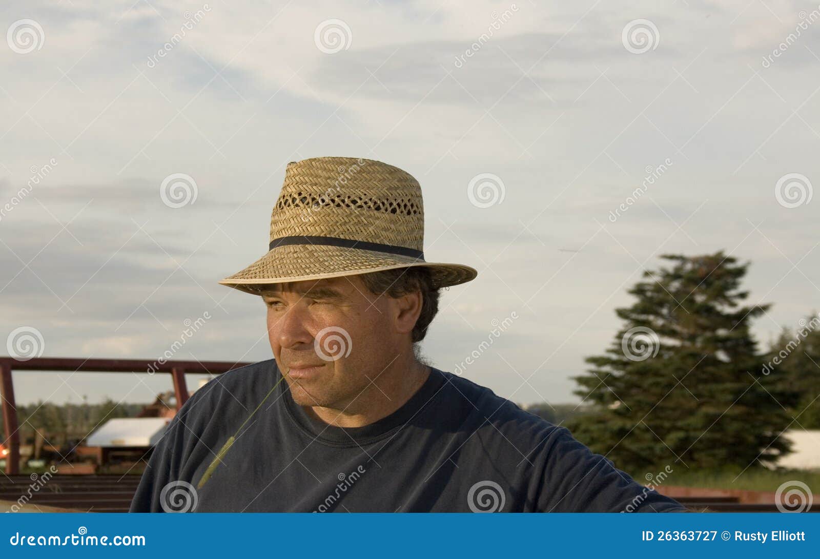 Farmer with a straw hat stock image. Image of staring - 26363727