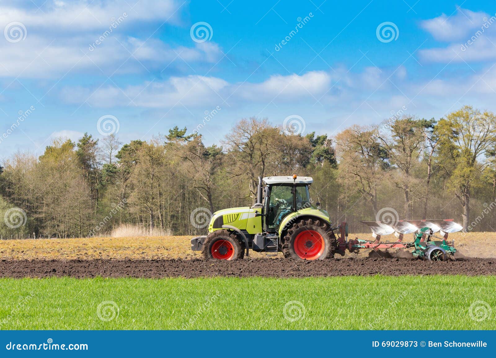 Farmer on Tractor Plowing Sandy Soil in Spring Season Stock Image ...
