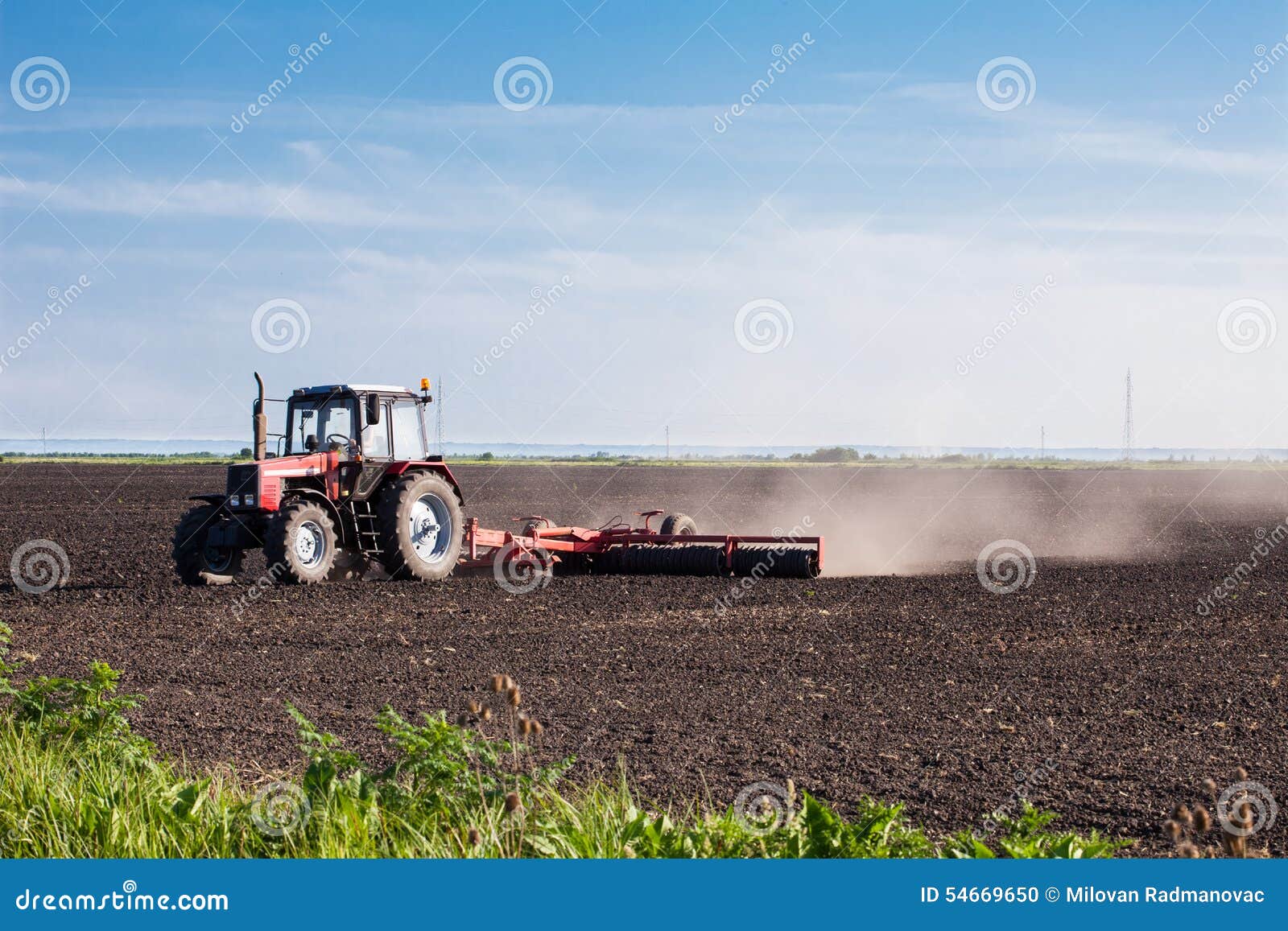Farmer in tractor stock photo. Image of plant, field - 54669650