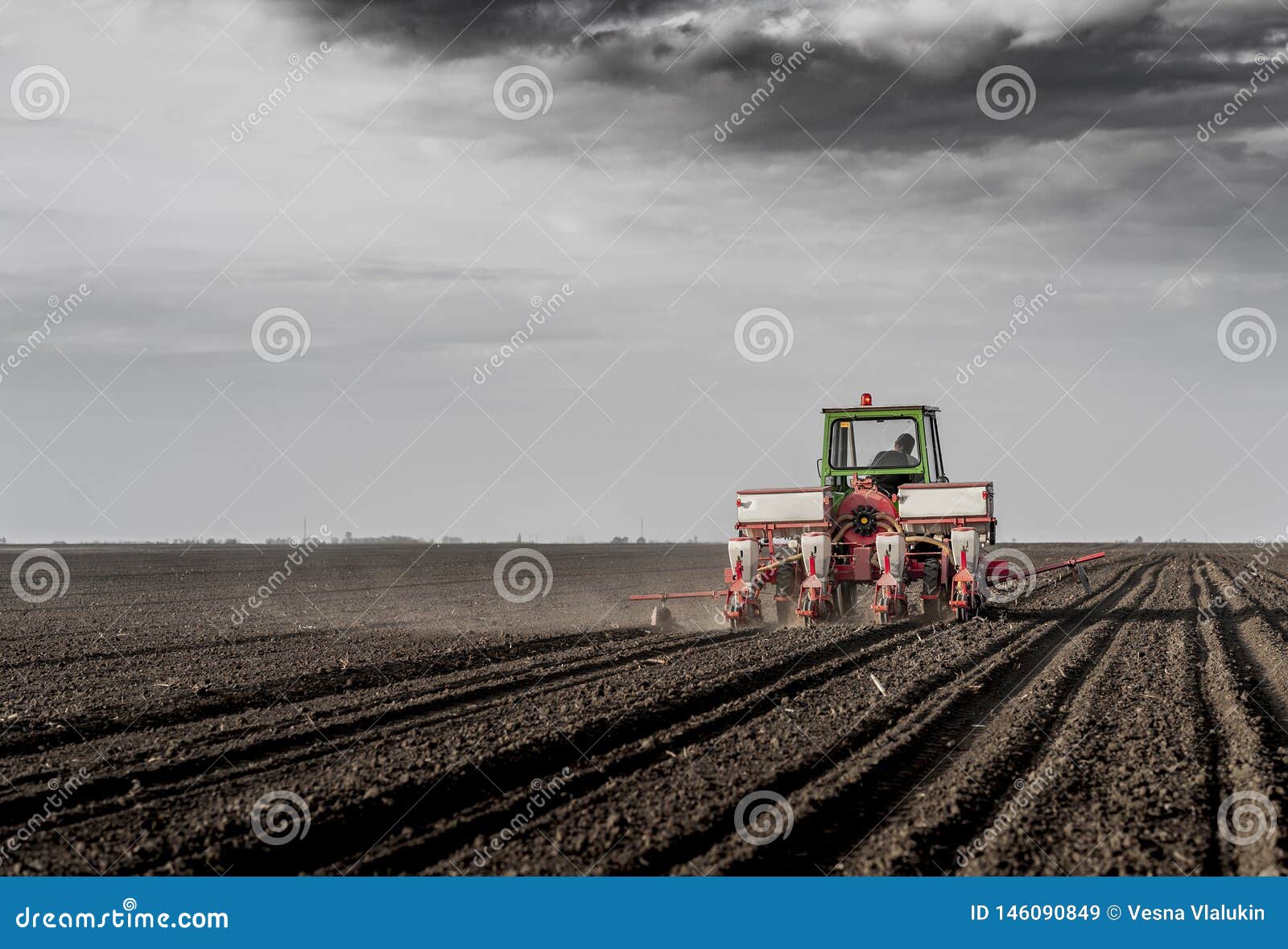 Sowing Crops at Agricultural Fields in Spring Stock Image - Image of ...