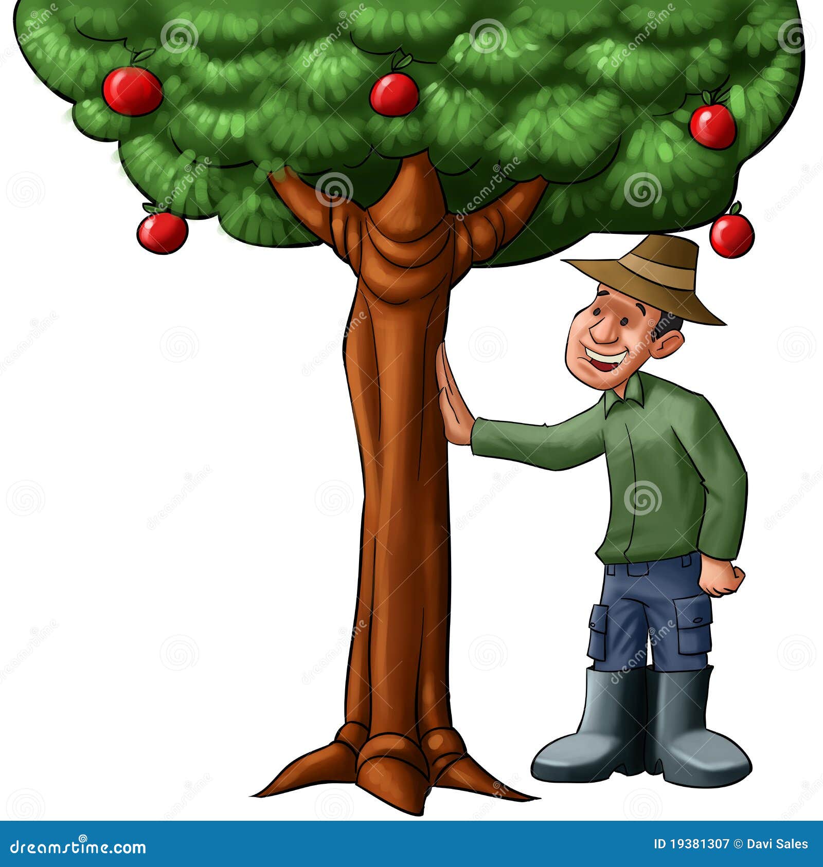 Farmer and the tree stock illustration. Illustration of growth - 19381307