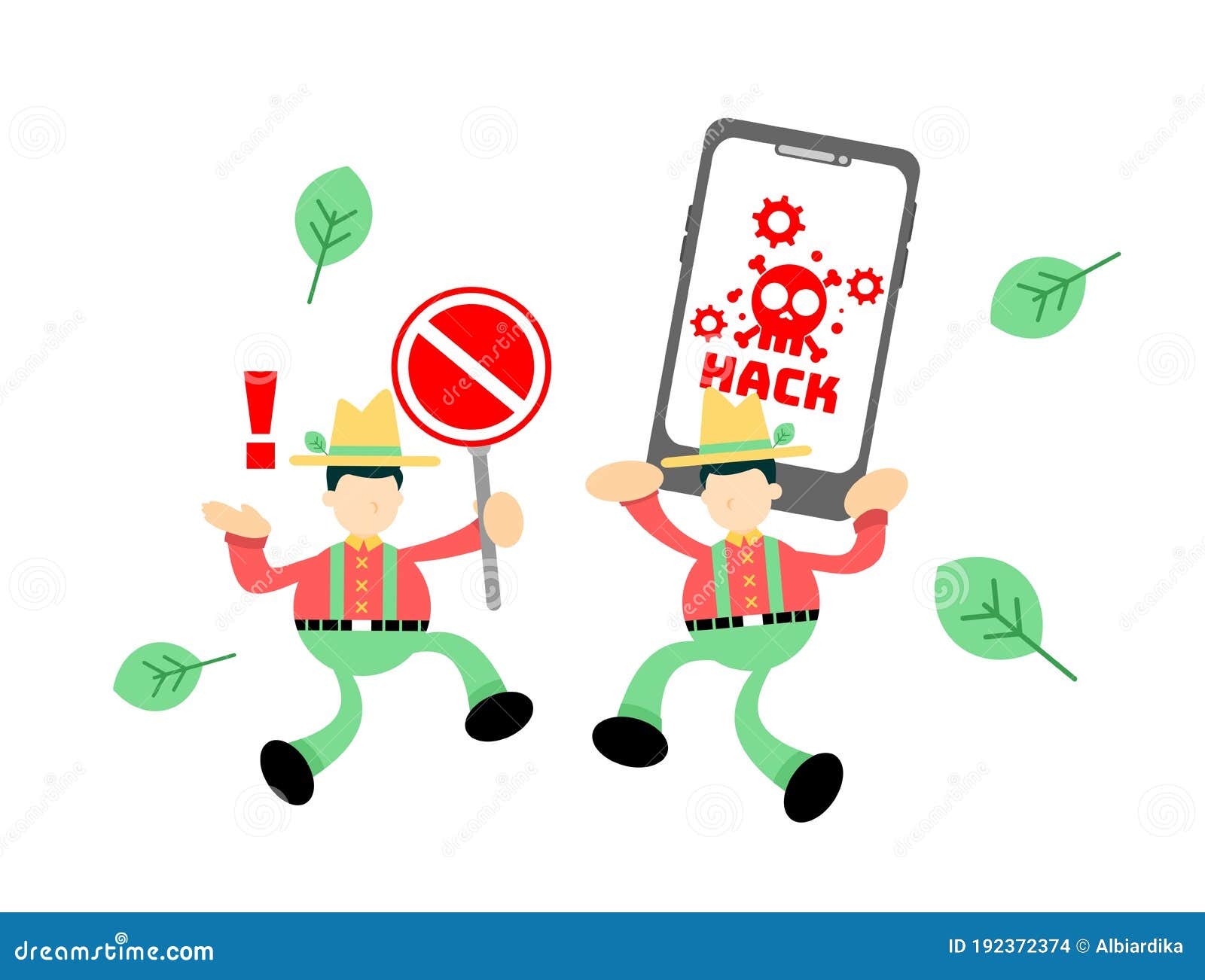 Farmer Man Agriculture Stop Hack Protection System Cartoon Doodle Flat ...
