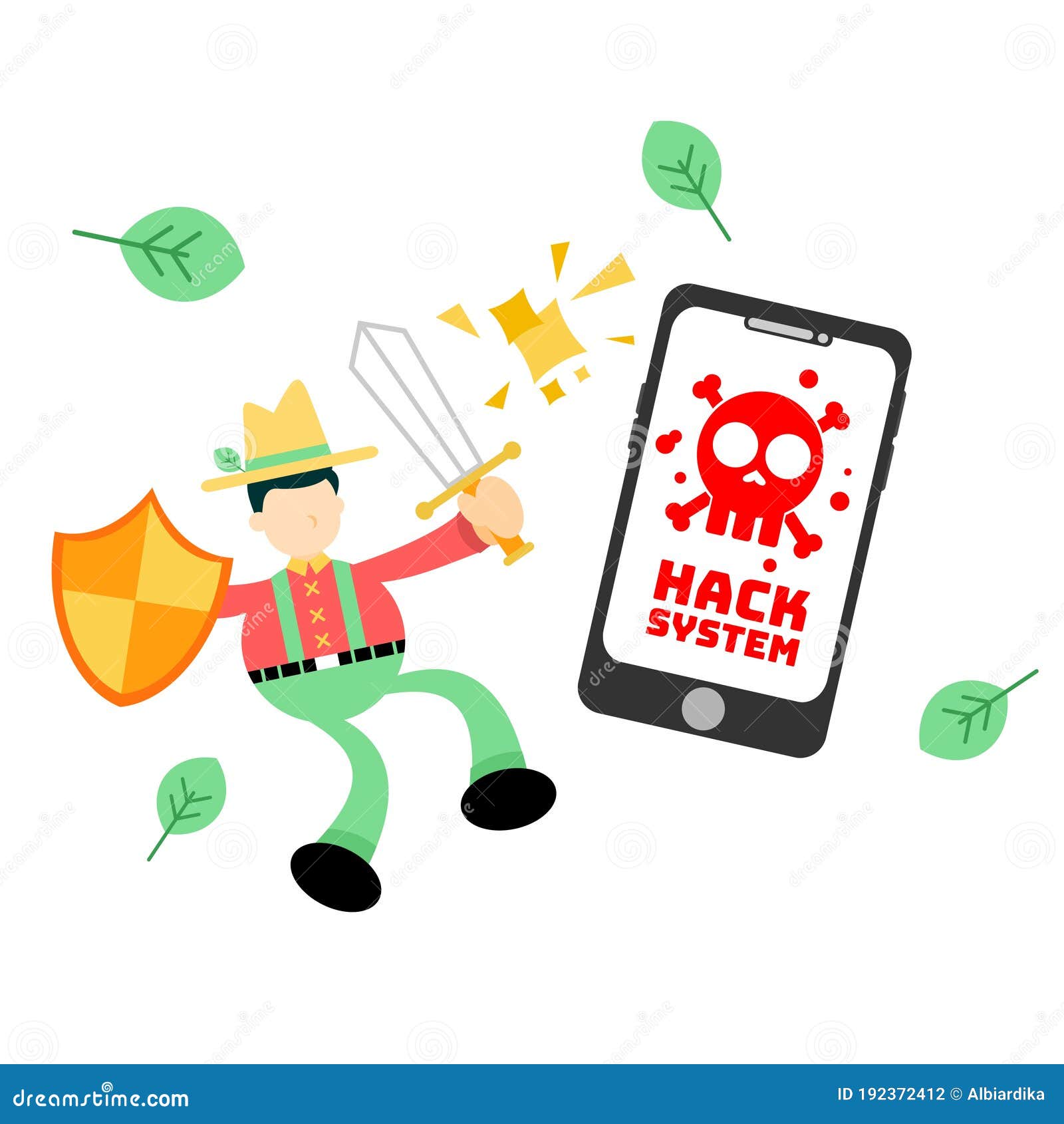 Farmer Man Agriculture Stop Hack Protection System Cartoon Doodle Flat ...