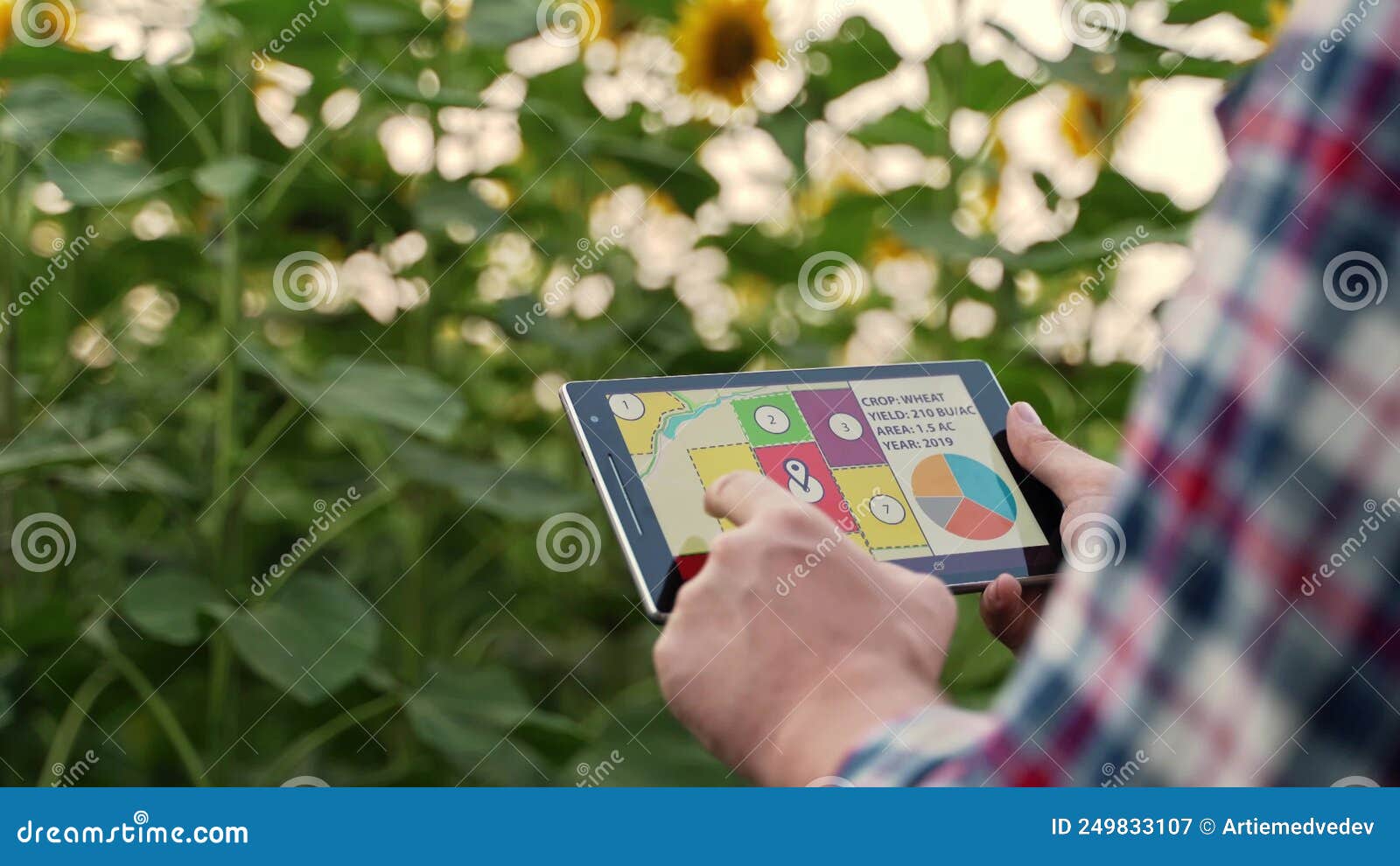 Farmer Using Online Data Management Software, Differential Fertilizer ...